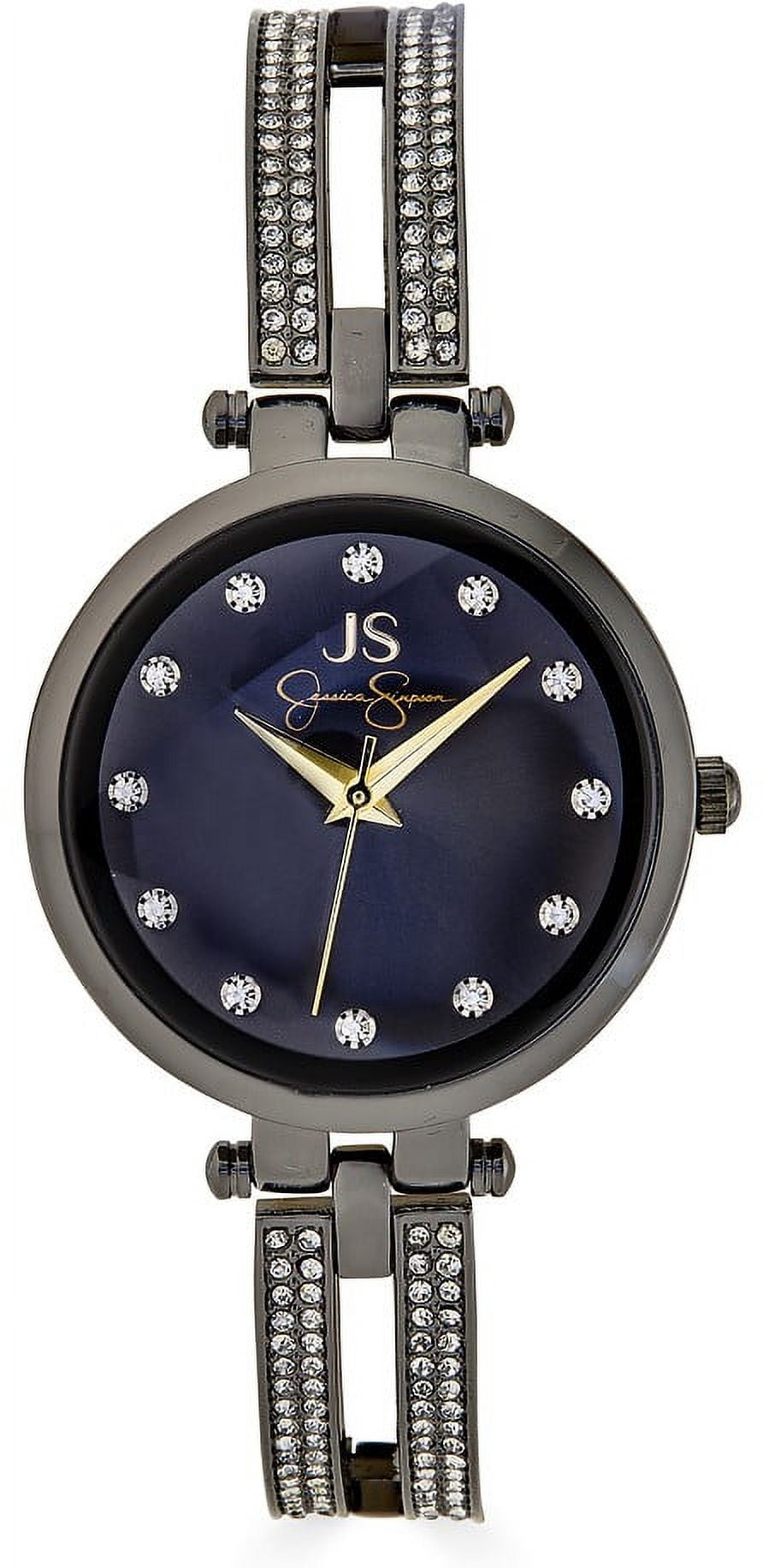 Jessica Simpson Ladies 34mm Gunmetal Tone Crystal Accent Double Arm ...