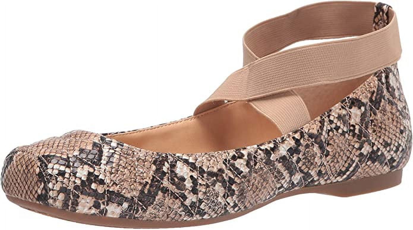 Jessica Simpson Mandalaye Nude Khaki Snake Square Toe Ankle-Wrap Ballet Flats (6) - Walmart.com