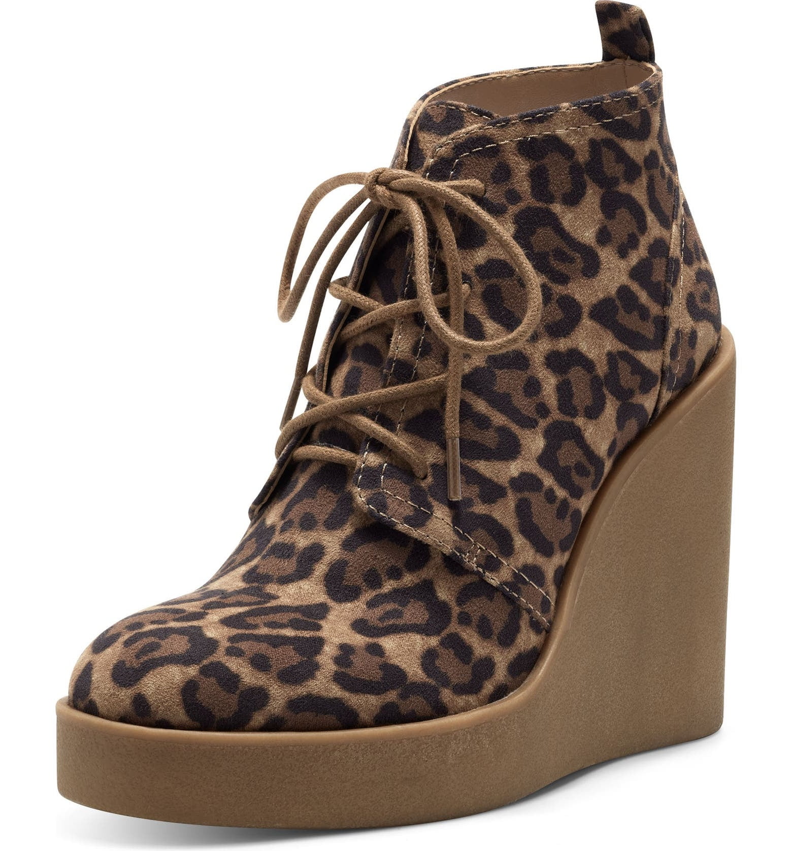 Jessica Simpson Mesila Leopard Wedge Closed Round Toe Lace Up Ankle ...