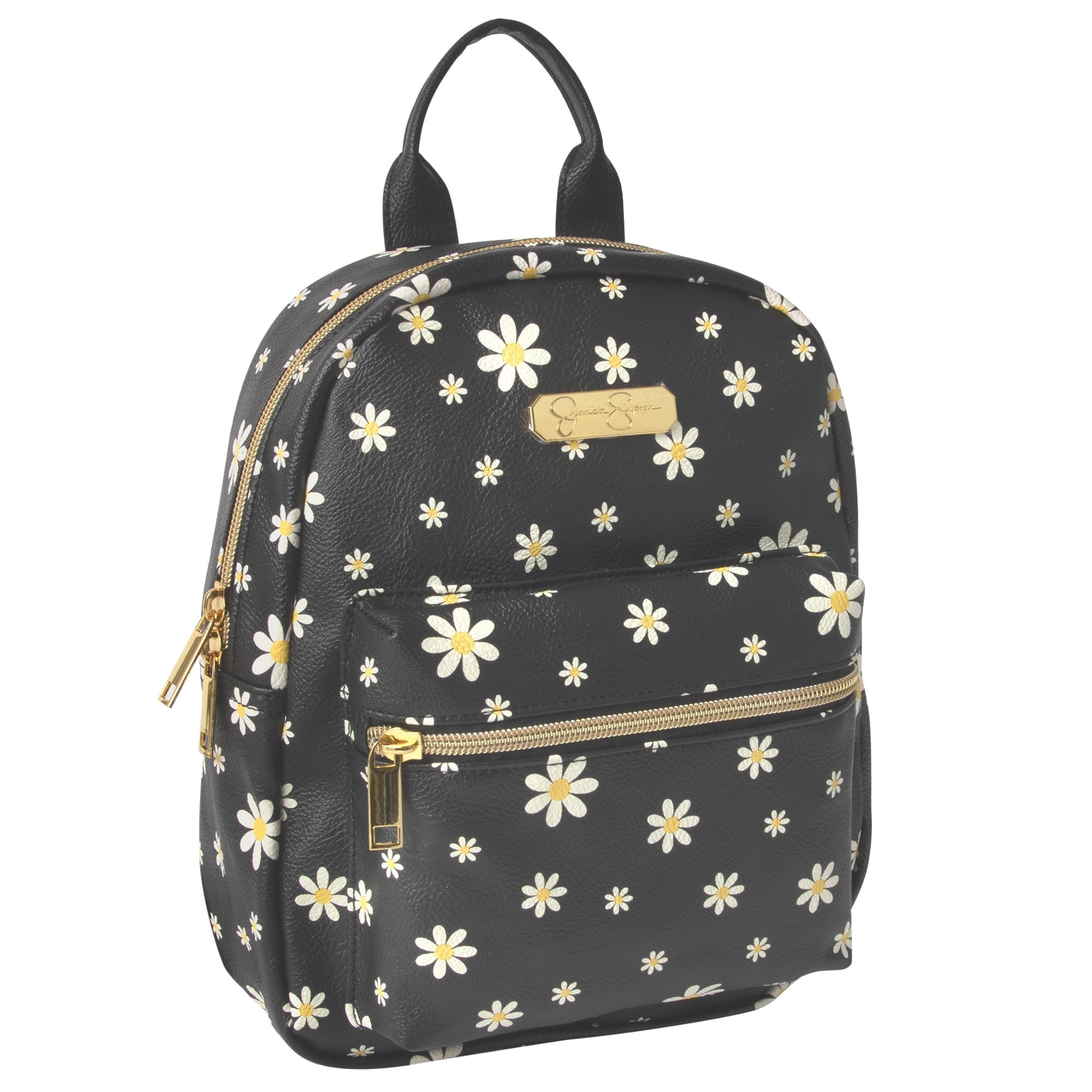 Jessica Simpson Waterproof Mini Backpack, Vegan Leather, Black Flowers ...