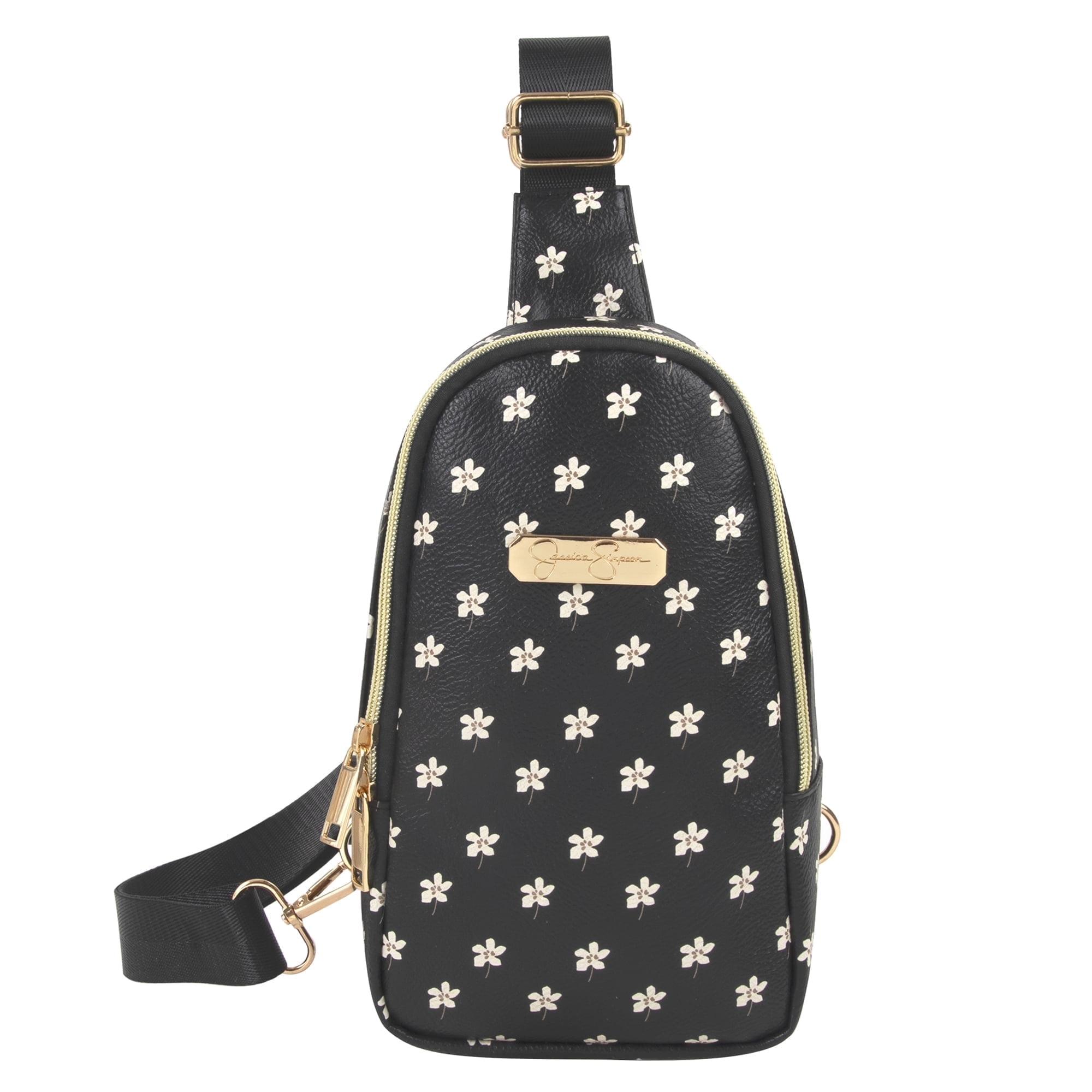Jessica Simpson Black Mini Crossbody Sling Bag Backpack with White ...
