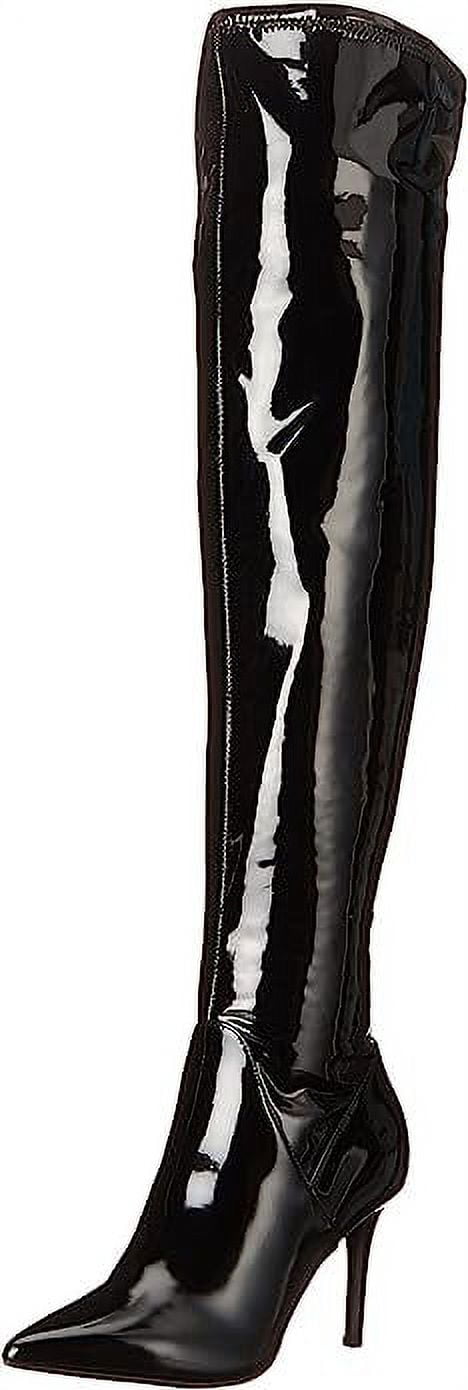Jessica Simpson Over the Knee Boot Abrine Black Patent Side Pointed Toe ...