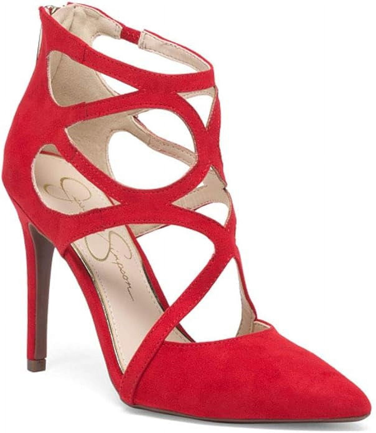 Jessica Simpson Pamira Strappy Suede Pump Red 9.5 - Walmart.com
