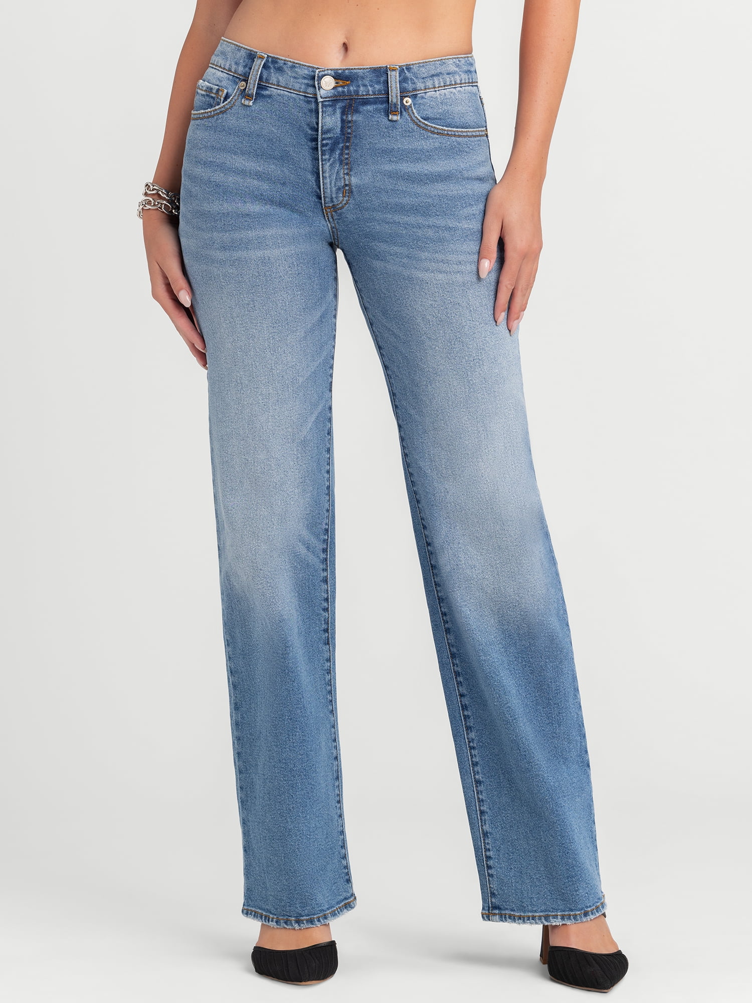Jessica Simpson Rosa Mid Rise Relaxed Straight Jeans, Sizes 2-16 ...