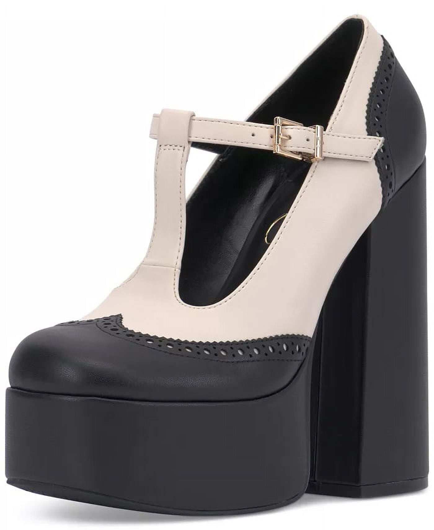 Jessica Simpson Selventa Black/Chalk Mary Jane Block Heel Platform ...
