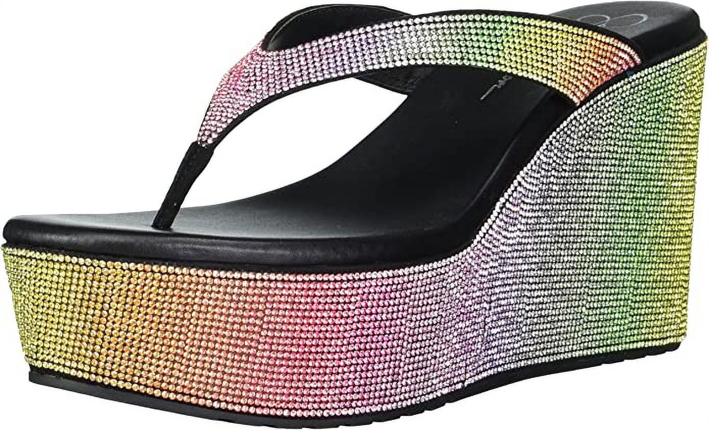 Jessica Simpson Stilla Rainbow Rhinestone Thong Flip Flop Wedge ...