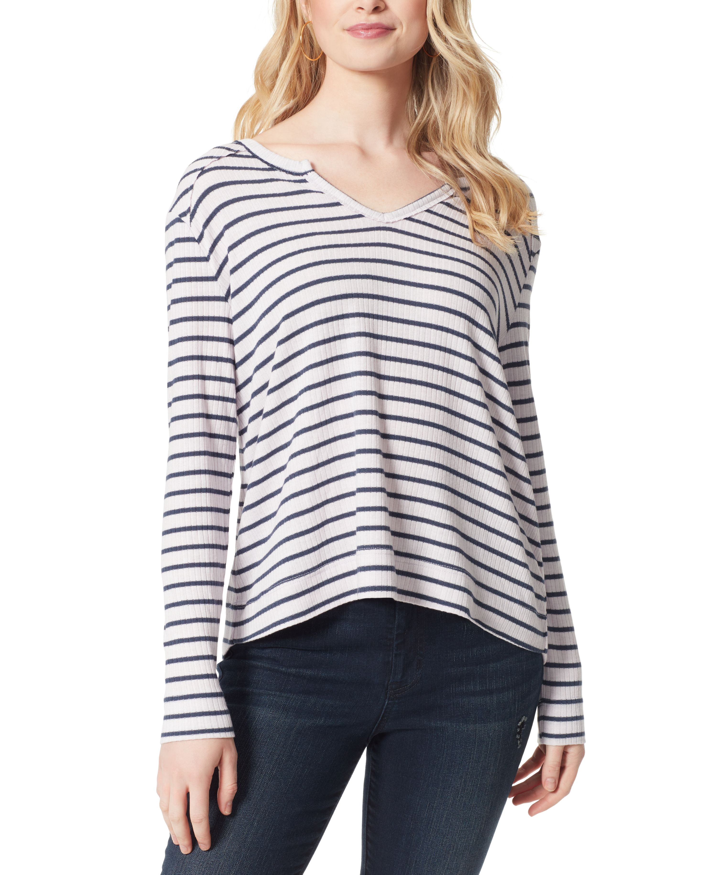 Jessica Simpson Striped Ribbed Top Orchid Hush Stripe L - Walmart.com