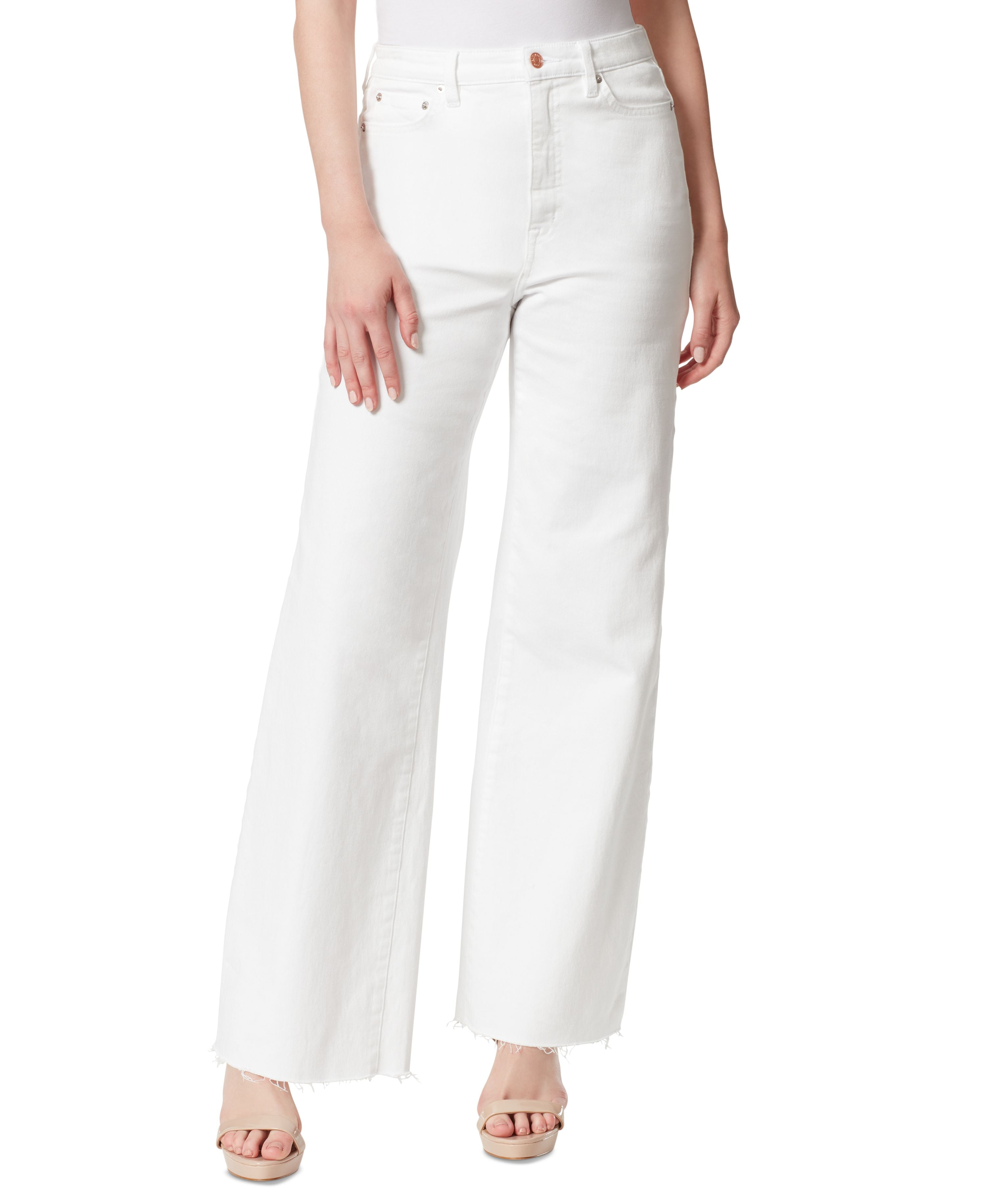 Jessica Simpson Tease Cut Hem Wide Leg Denim Jeans White 31 - Walmart.com