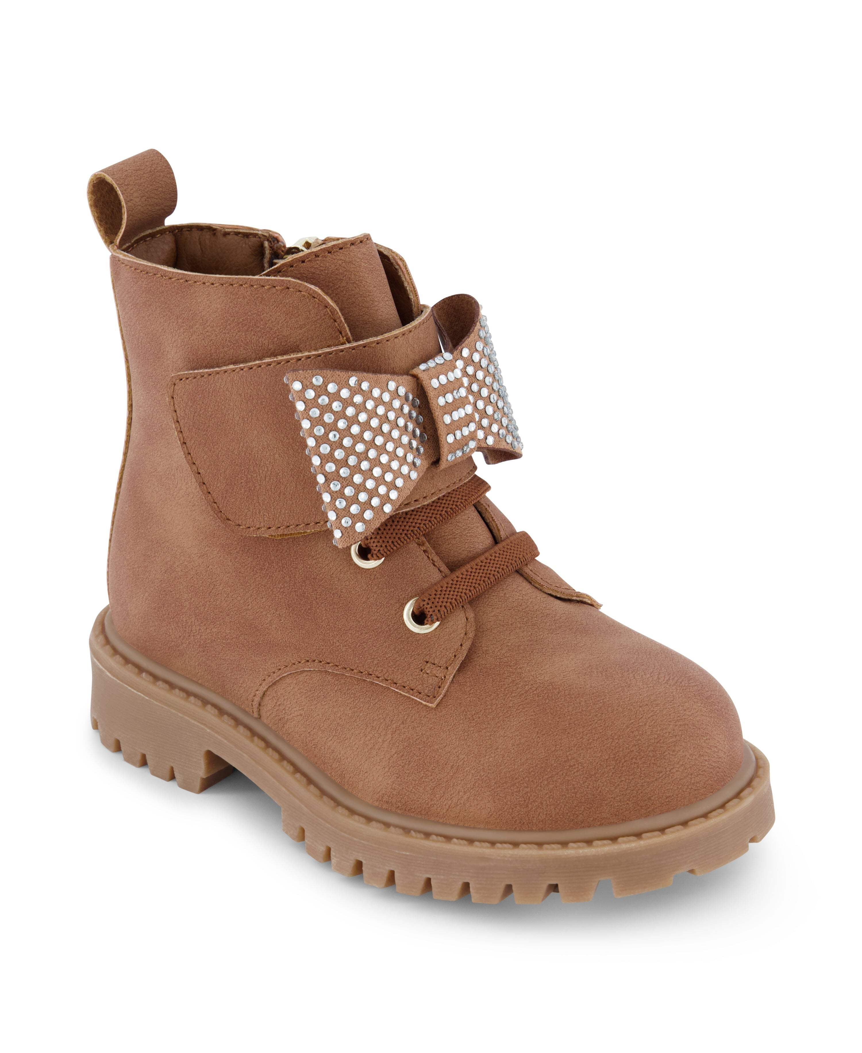 Jessica Simpson Toddler Girls Tan Cognac Daria Bow Boot - Walmart.com