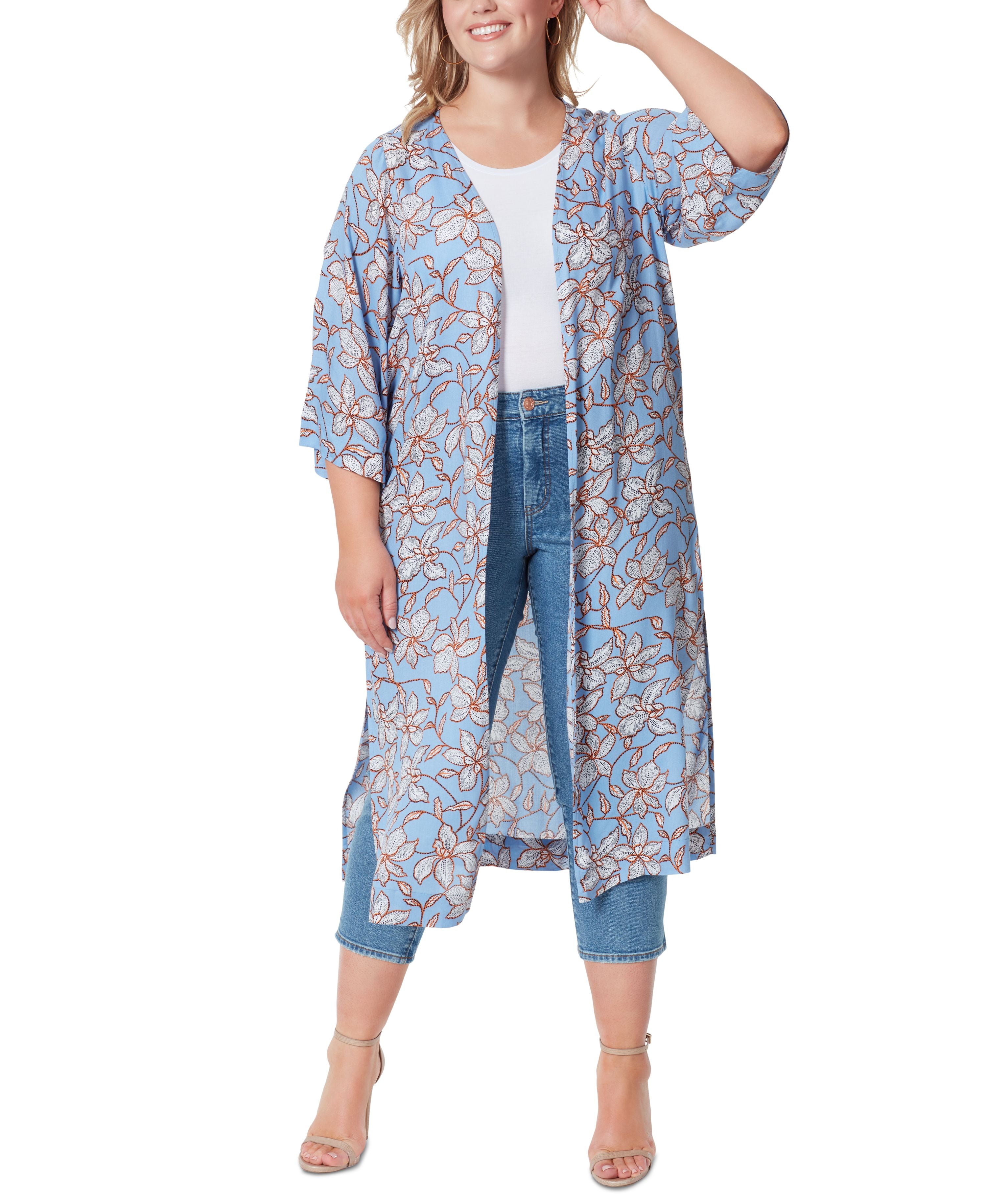 Jessica Simpson Trendy Plus Size Blakely 3/4 Sleeve Duster Amazon ...