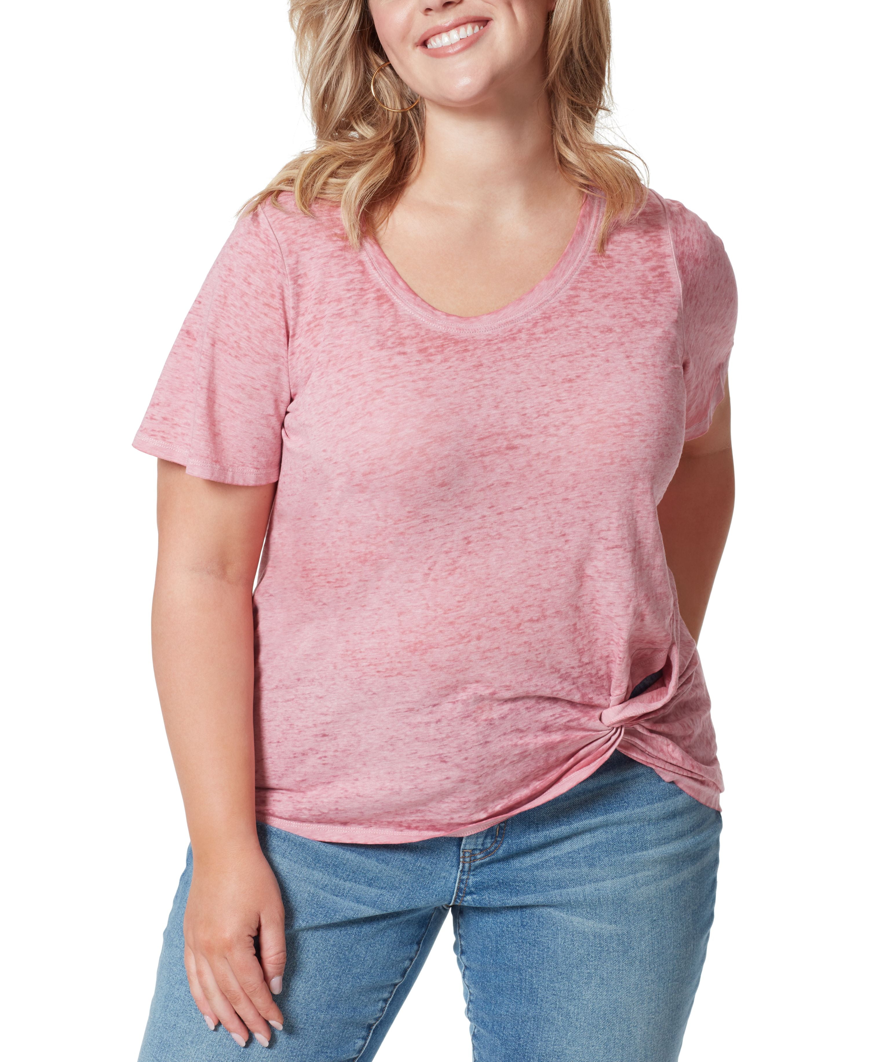 Jessica Simpson Trendy Plus Size Zoey Twist Hem T-Shirt Dusty Rose 1X ...