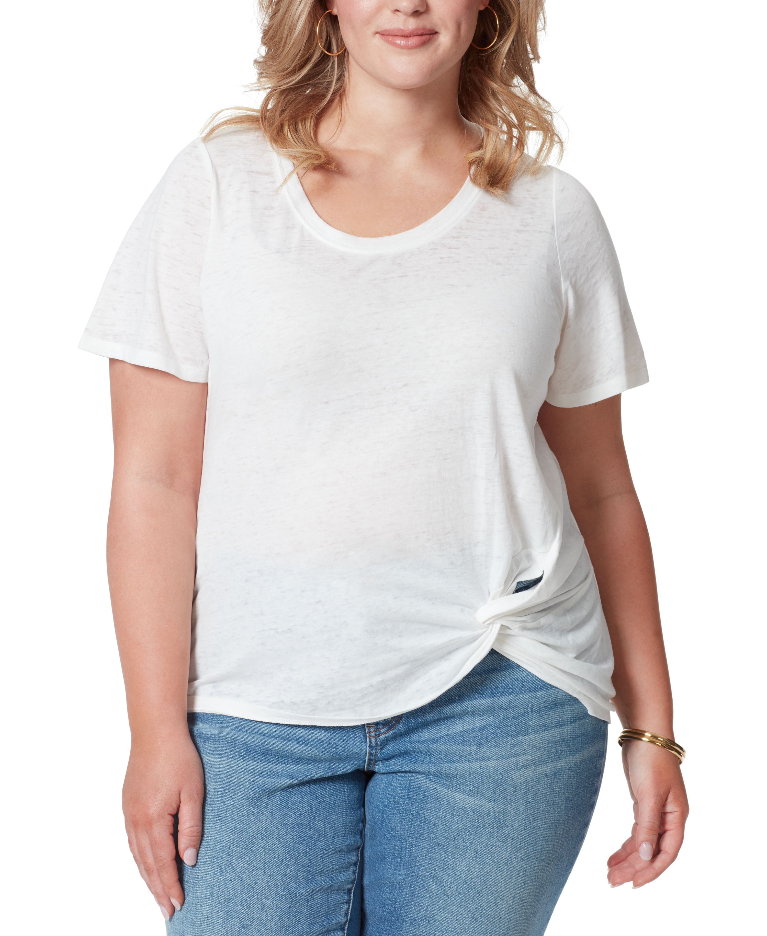 Jessica Simpson Trendy Plus Size Zoey Twist Hem T-Shirt Gardenia 2X ...