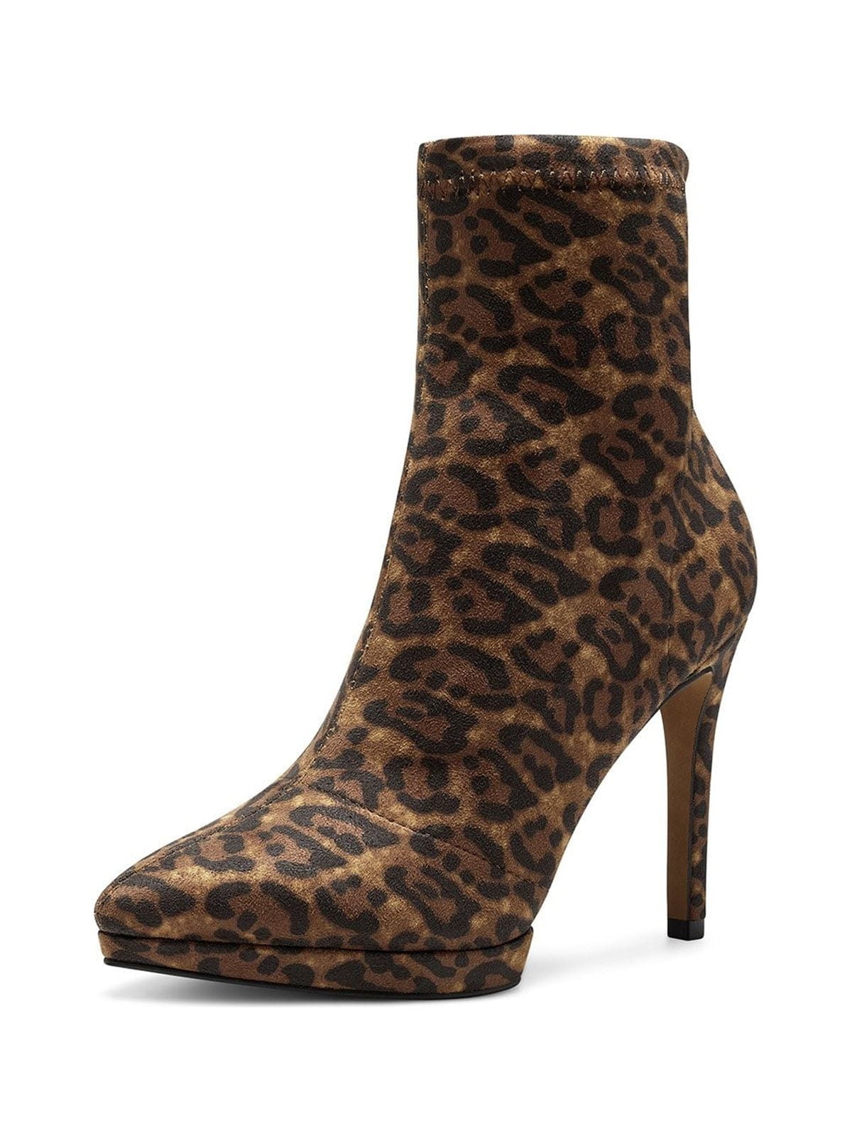 Jessica Simpson Valyn Leopard High Stiletto Heel Pointed Platform Bootie Natural (Natural, 7 ...