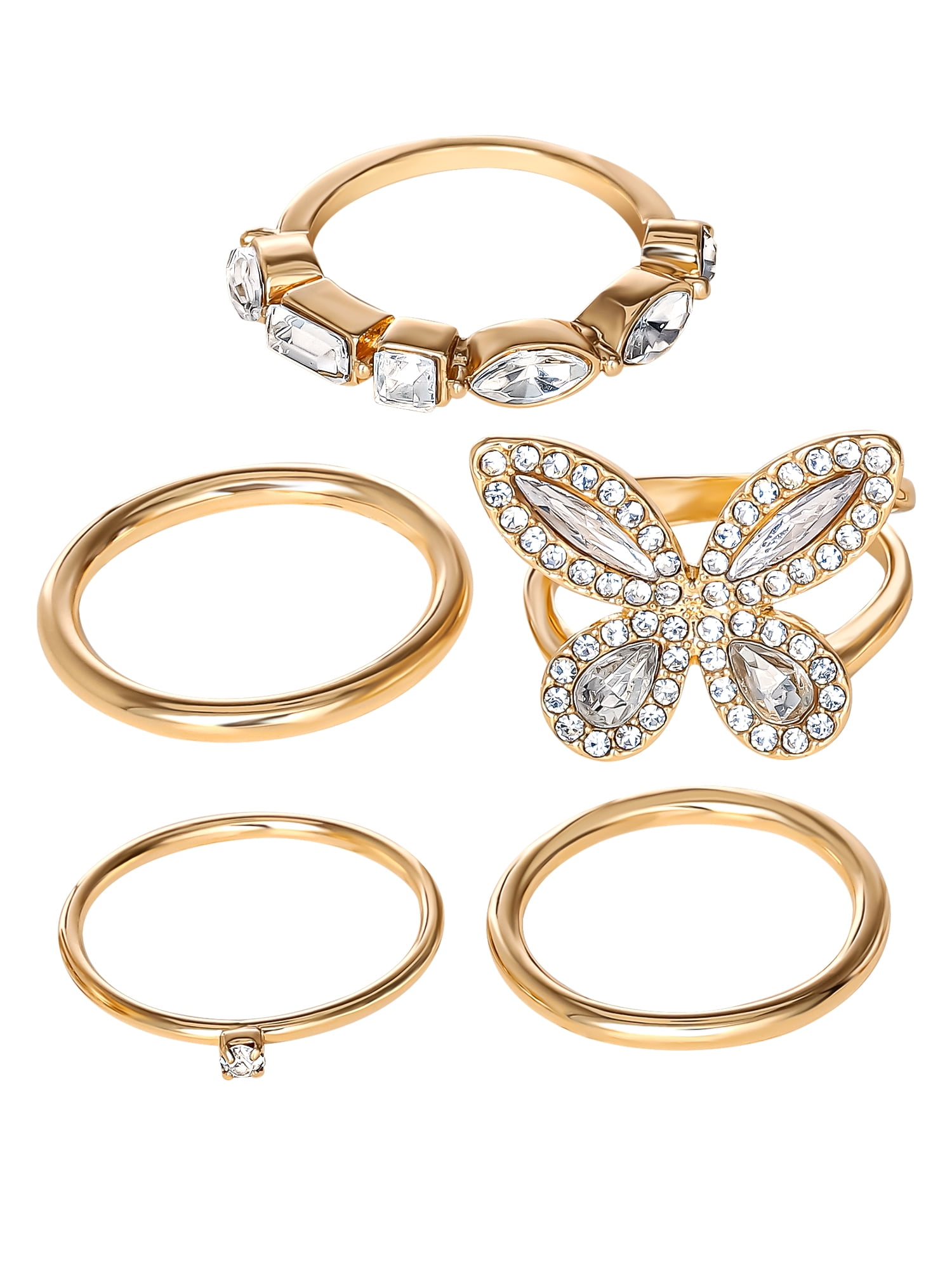 Jessica Simpson Women's Butterfly Ring Set, Set of 5 - Walmart.com