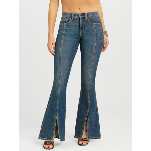 Jessica Simpson Women's Daisy Fitted Flare Jeans with Front Slits, 34.5 ...