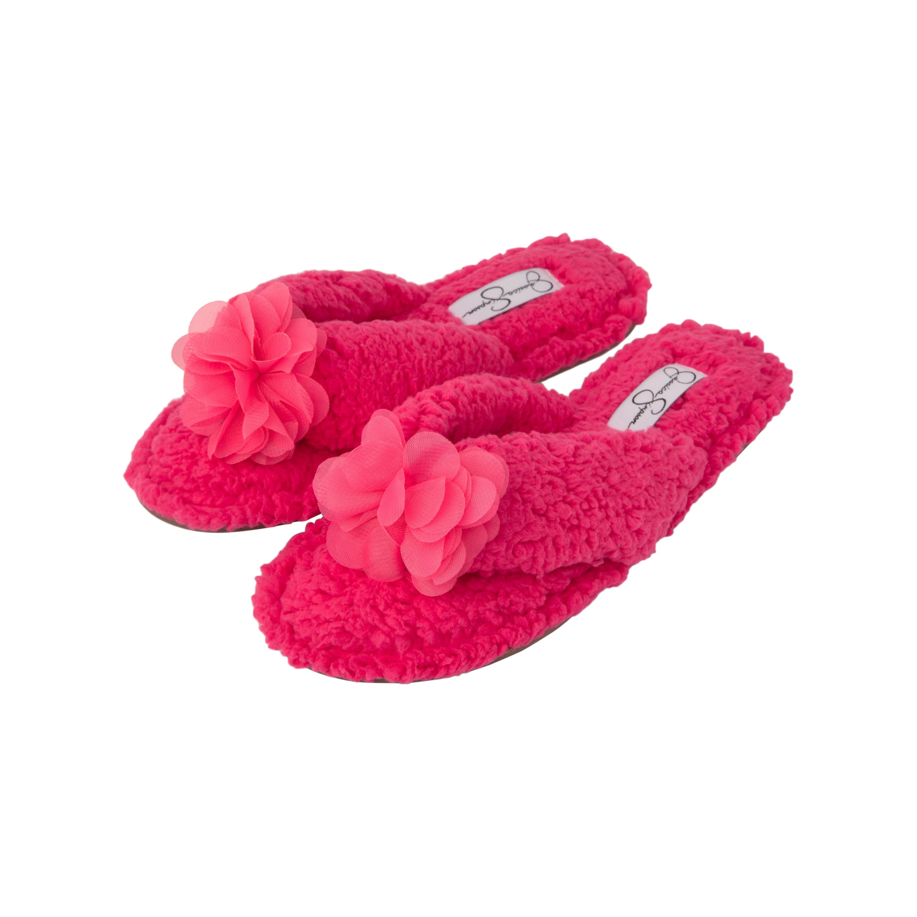 Jessica Simpson Women's Fluffy Pom Thong House Slide on Slippers with ...