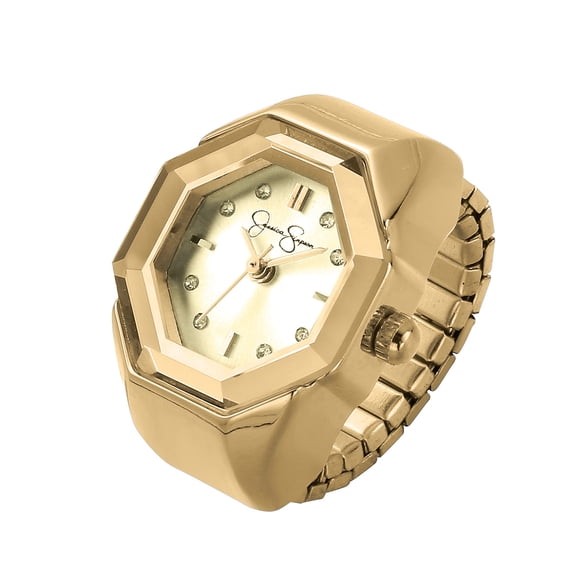 Jessica Simpson Women's Gold Adjustable Ring Watch – Gold Octagon Bezel ...