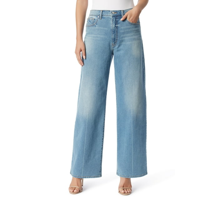 Jessica Simpson Women's and Women's Plus High Rise Wide Leg Jeans ...