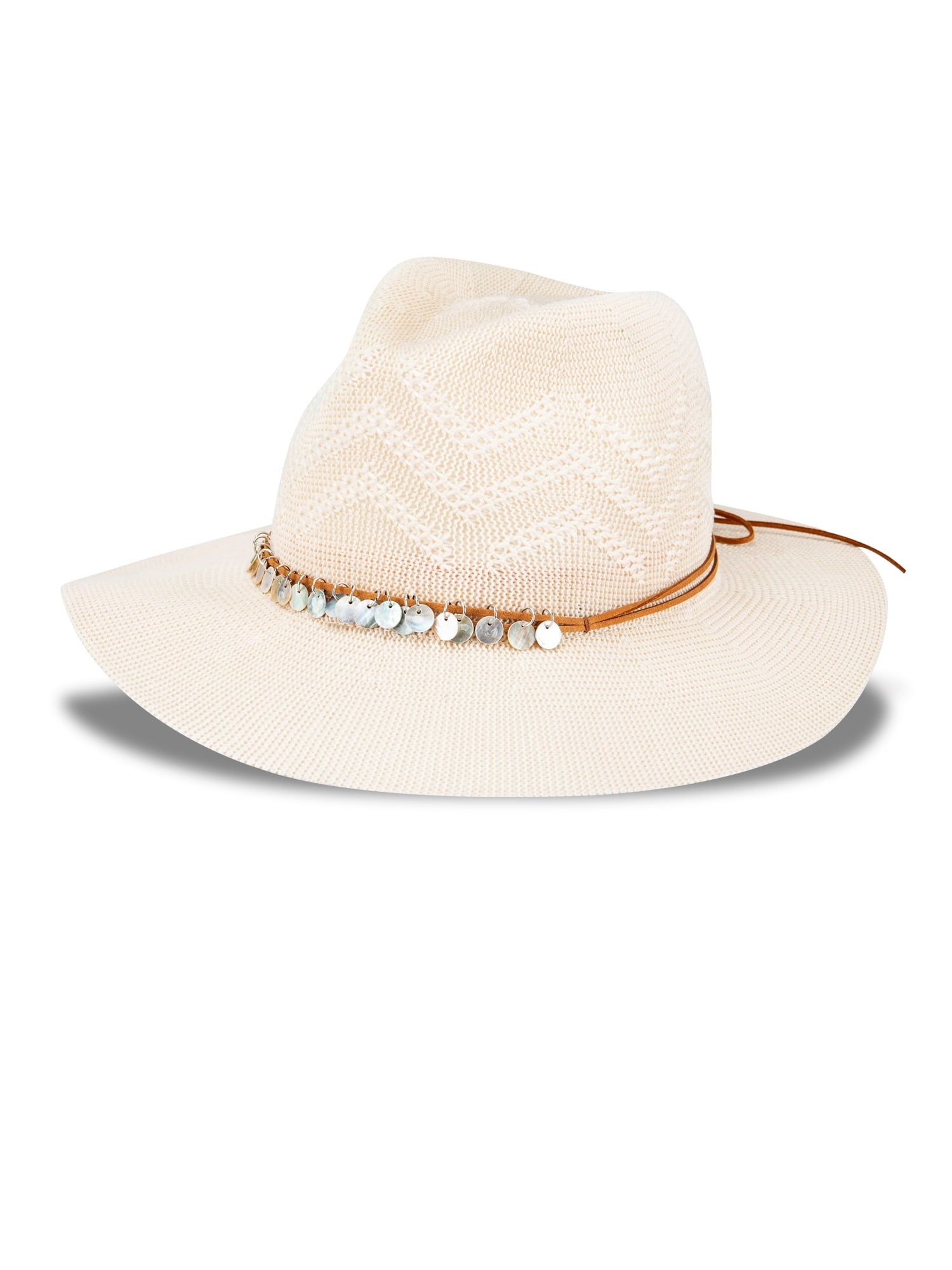 Jessica Simpson Women's Knit Panama Hat with Shell Trim - Walmart.com