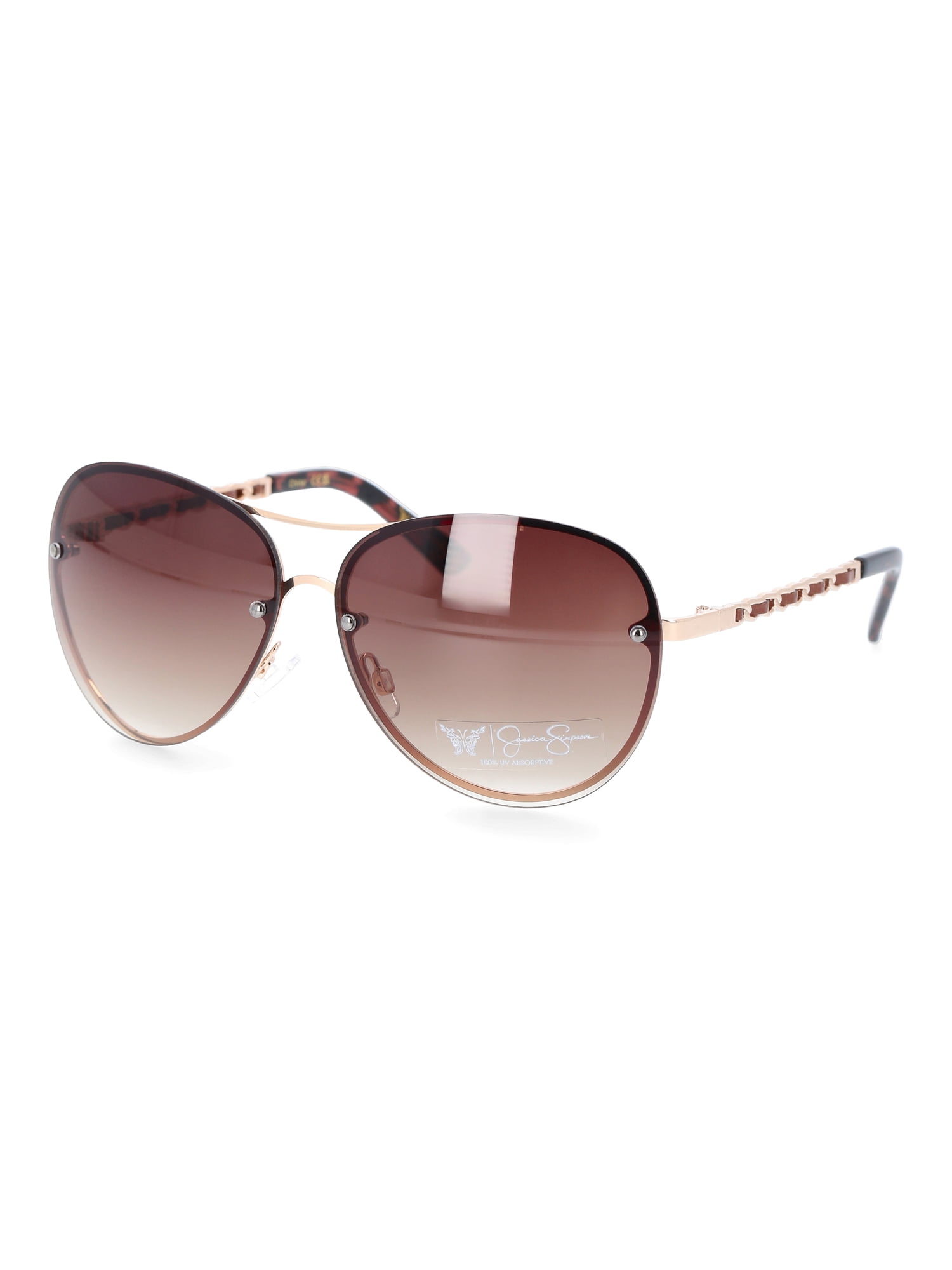 Jessica Simpson Women's Metal Backframe Aviator Sunglasses, Gold-Tone ...