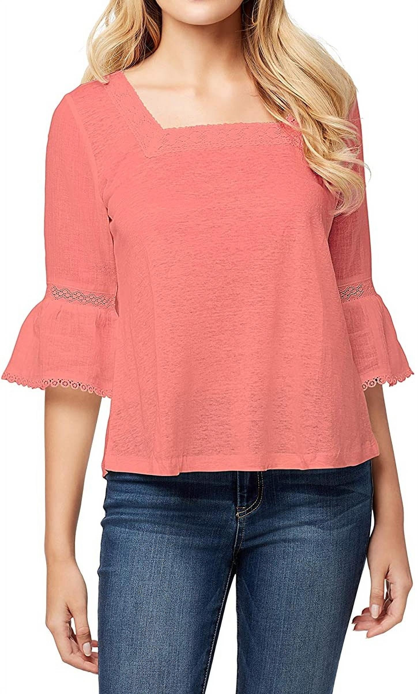 Jessica Simpson Women's Milly Lace Trim Peasant Top, Faded Rose, Small ...