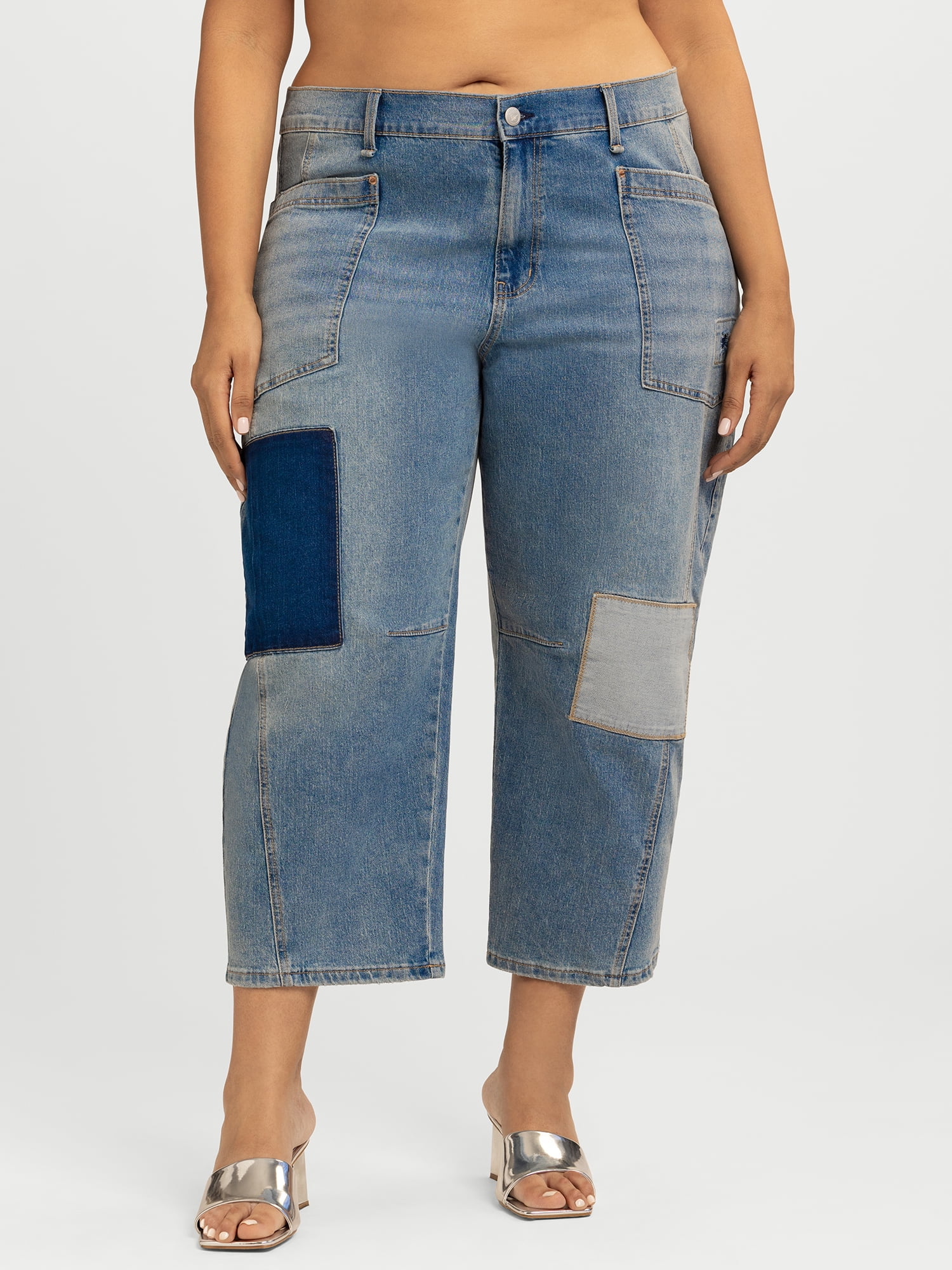 Jessica Simpson Women's and Women's Plus Cherry Cropped Patchwork ...
