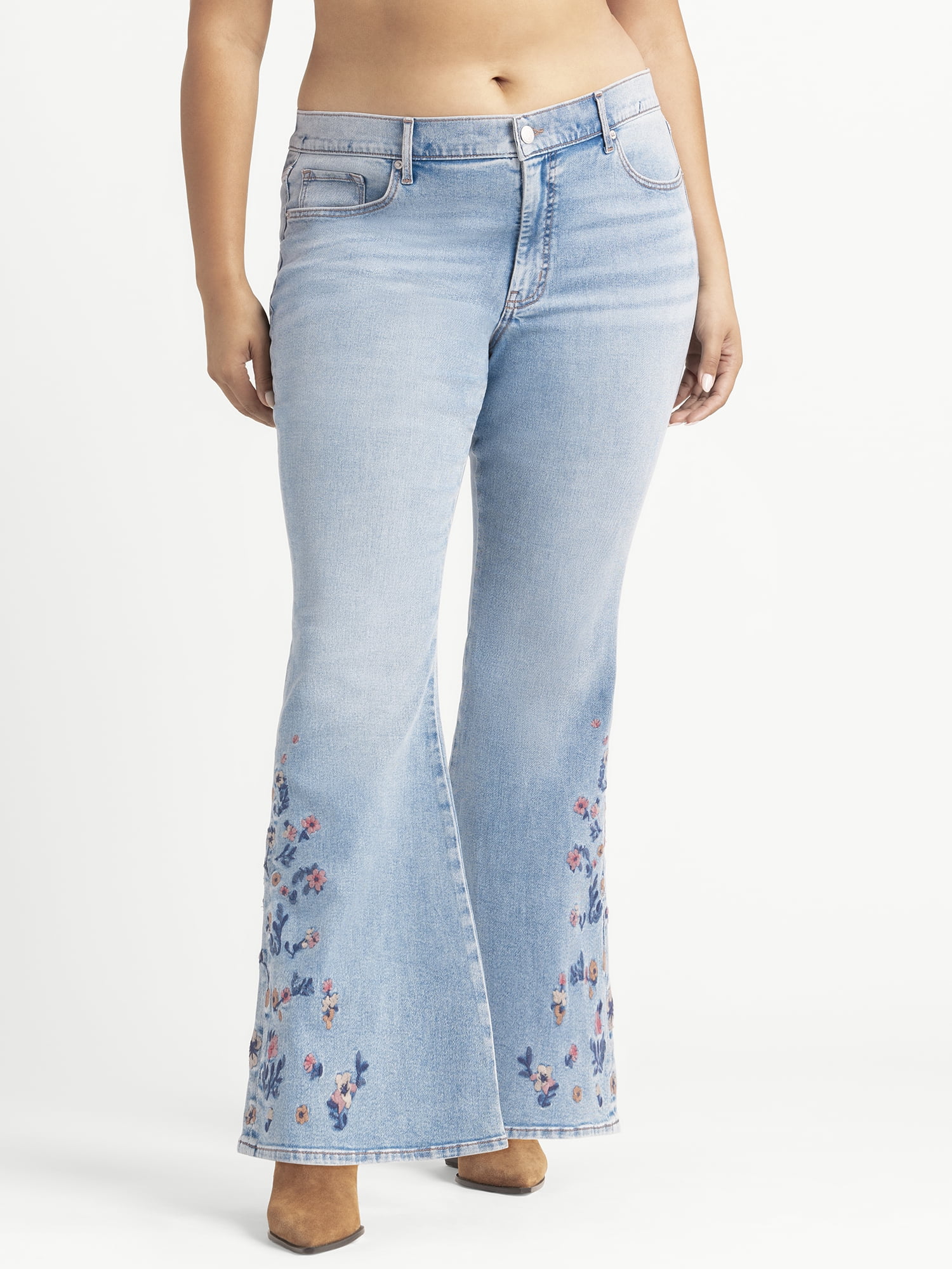 Jessica Simpson Women's and Women's Plus Daisy Fitted Flare Jeans ...