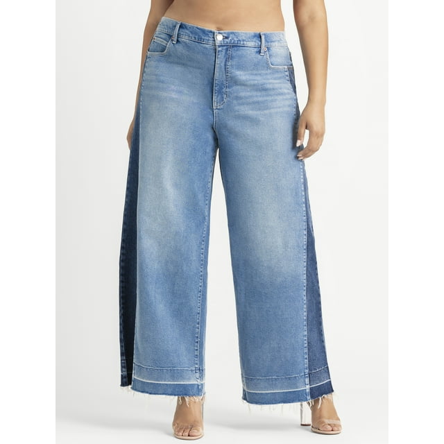 Jessica Simpson Women's and Women's Plus Freesia Wide Leg Jeans, Sizes ...