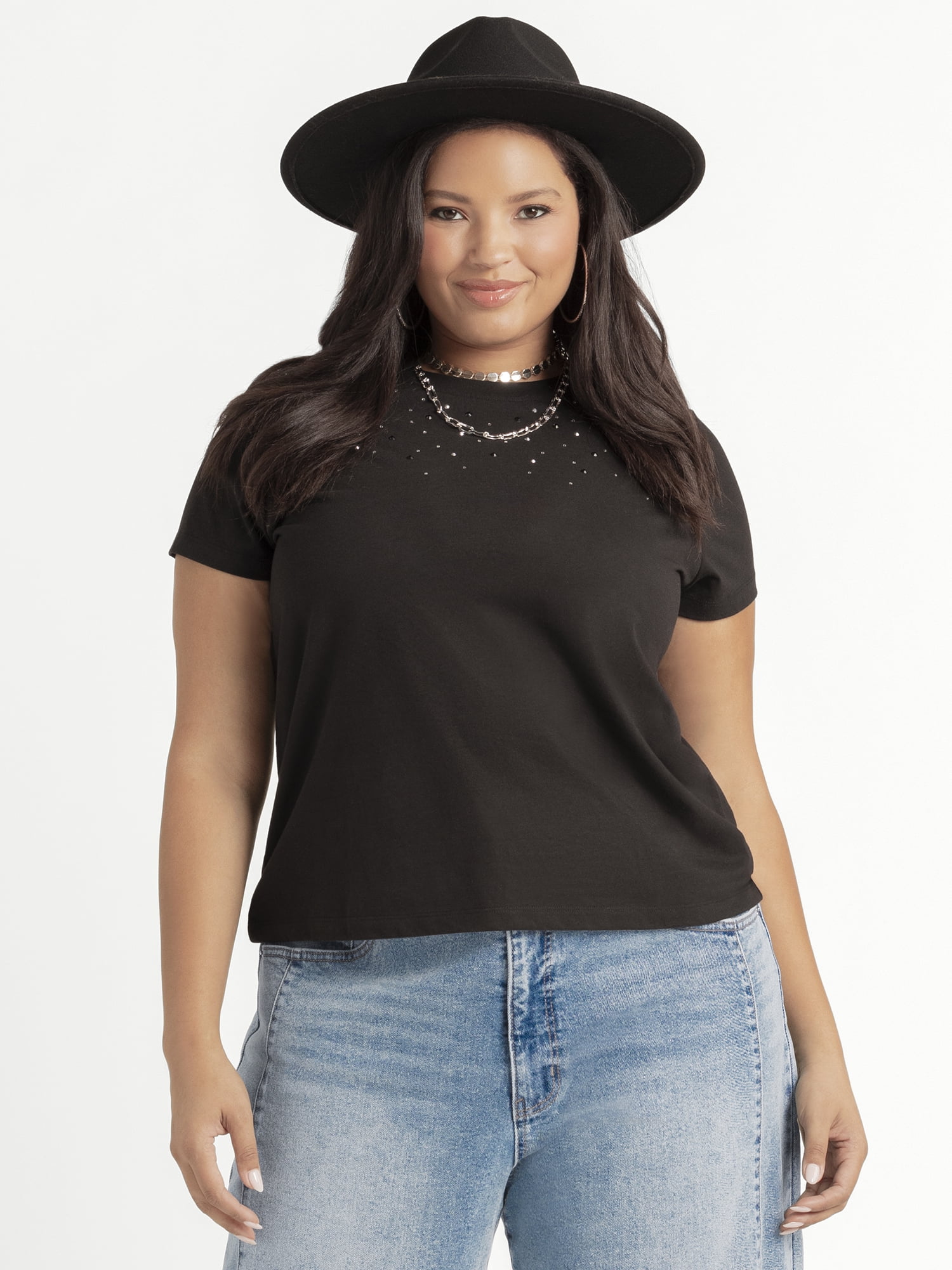 Jessica Simpson Women's Plus Kortnee Studded T Shirt, Sizes 0X-4X ...