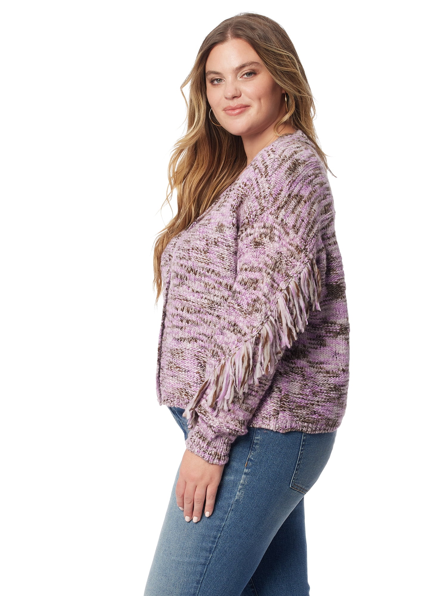 Jessica Simpson Women's and Women's Plus Aamina Fringe Cardigan, Sizes ...