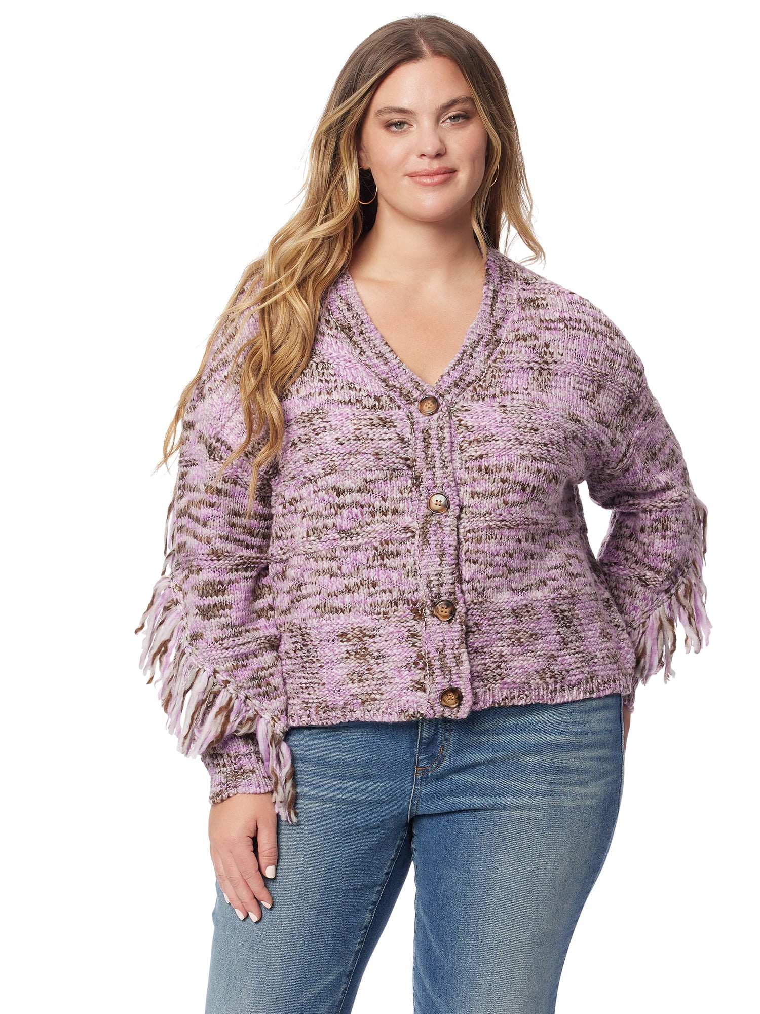 Jessica Simpson Women's and Women's Plus Aamina Fringe Cardigan, Sizes XS-4X - Walmart.com