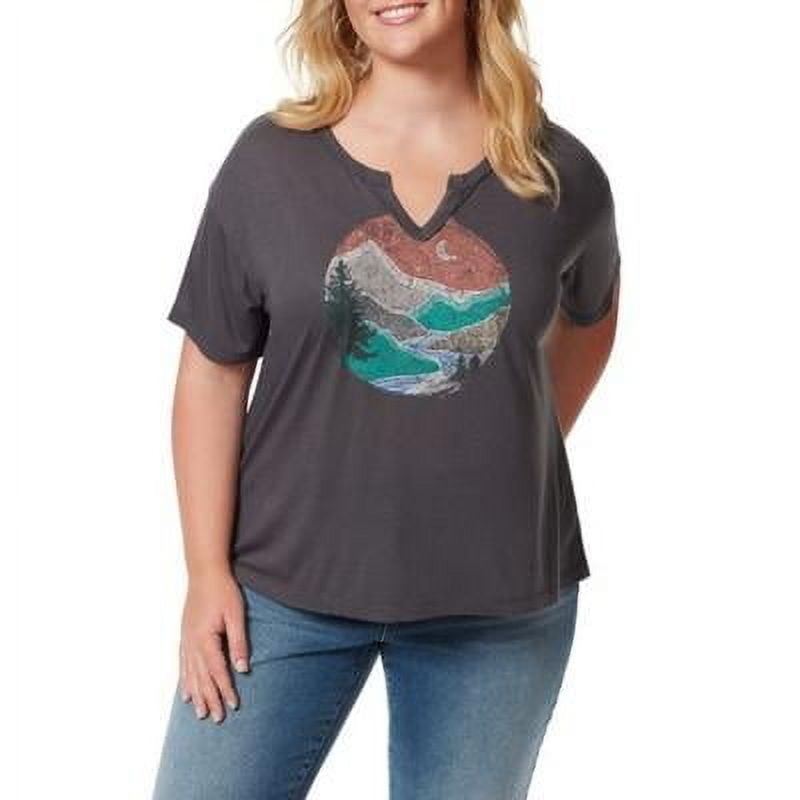 Jessica Simpson Women's Plus Size Aitana Notch Neck Graphic T-Shirt ...
