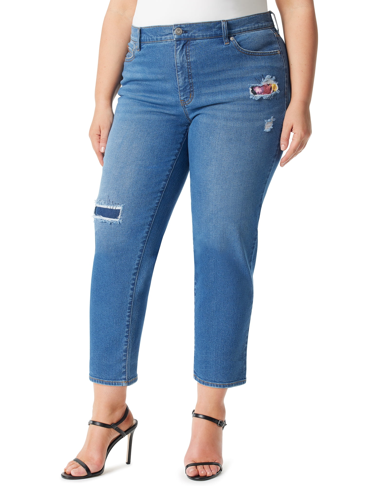 Jessica Simpson Women's Plus Size Aster Slim Straight High Rise Jeans ...