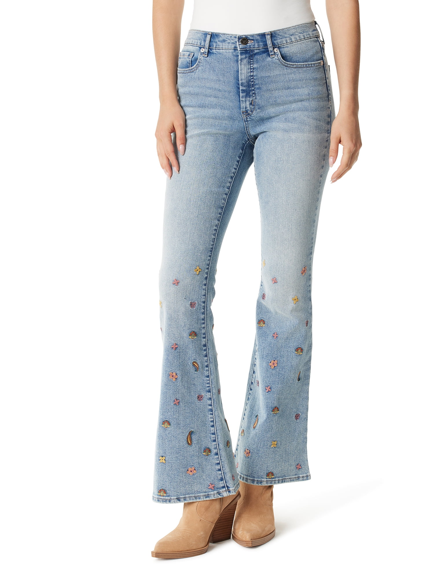 Jessica Simpson Women's and Women's Plus Daisy Fitted Flare Embroidered ...