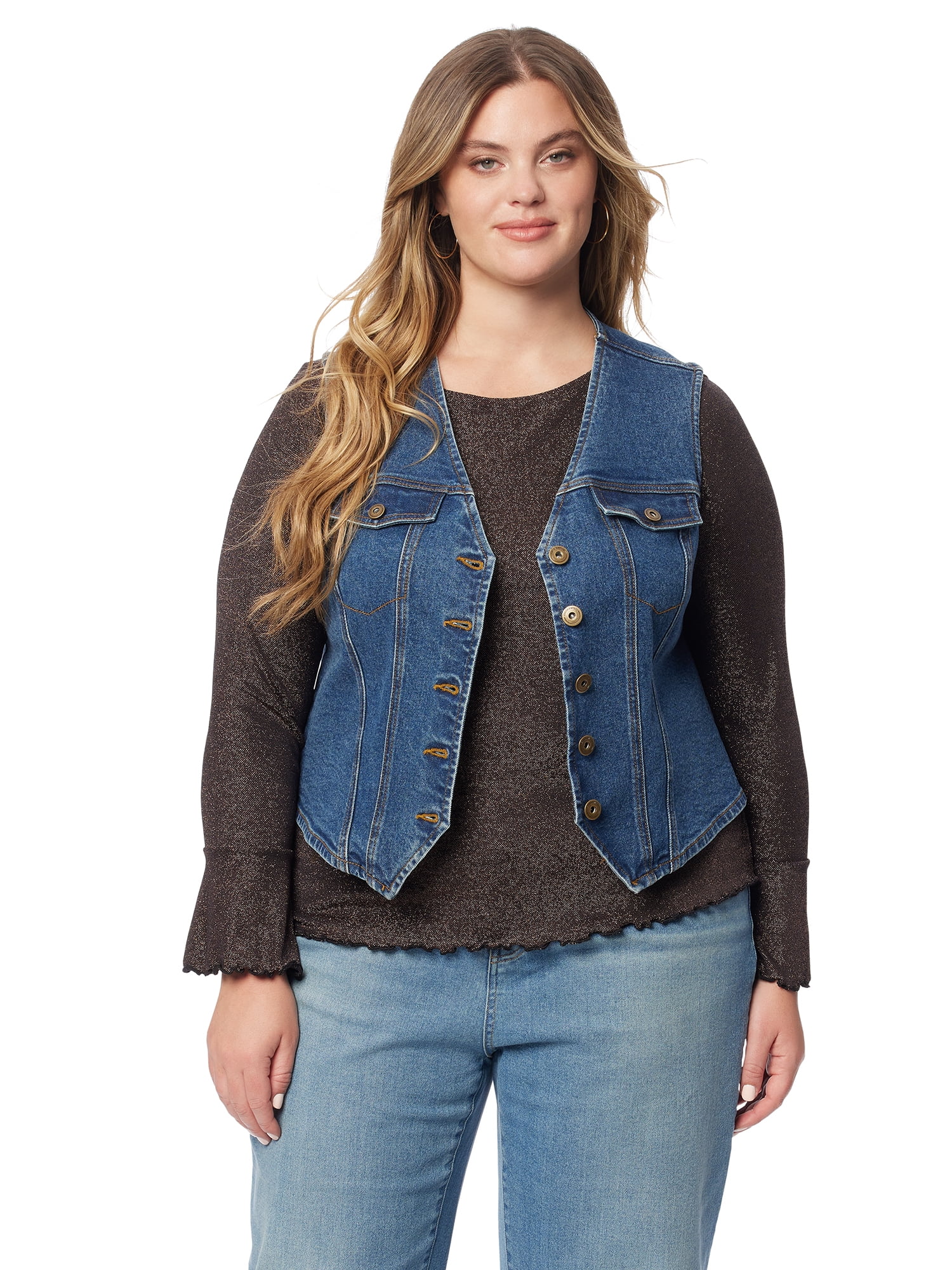 Jessica Simpson Women's and Women's Plus Denim Vest, Sizes XS-4X ...
