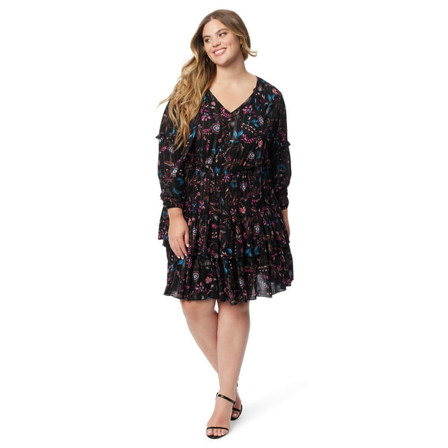 Jessica Simpson Women's and Women's Plus Izzy Ruffle Dress, Sizes XS-4X ...