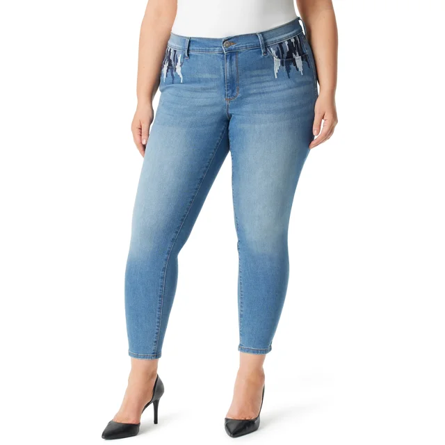 Jessica Simpson Plus Size Poppy Skinny Mid Rise Embroidered Jeans ...