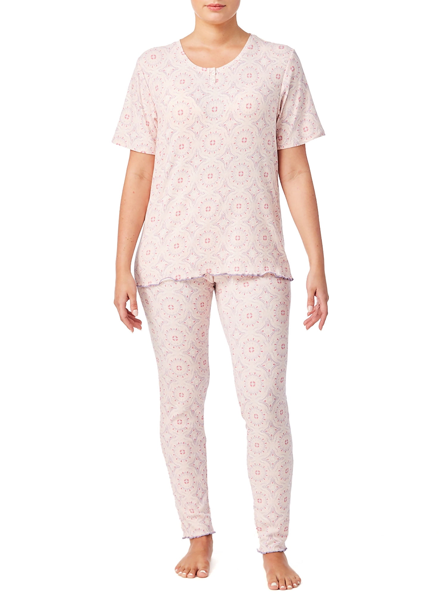 Jessica Simpson Women's Rib Henley Tee and Legging Pajama Set - Walmart.com