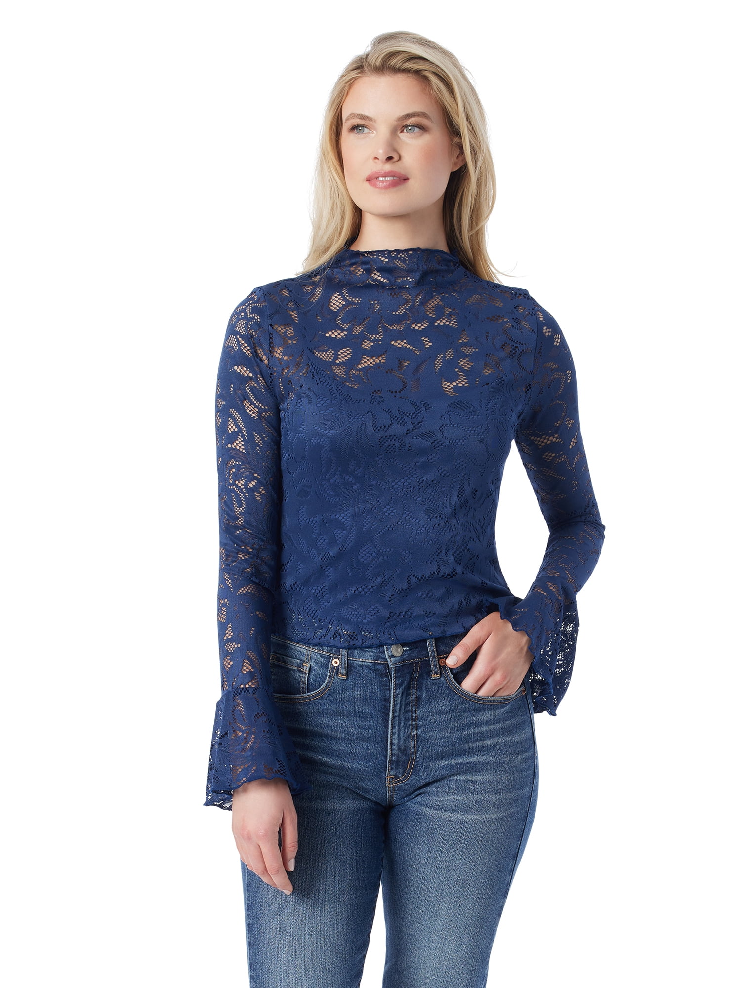 Jessica Simpson Women's and Women's Plus Lace Knit Top - Walmart.com