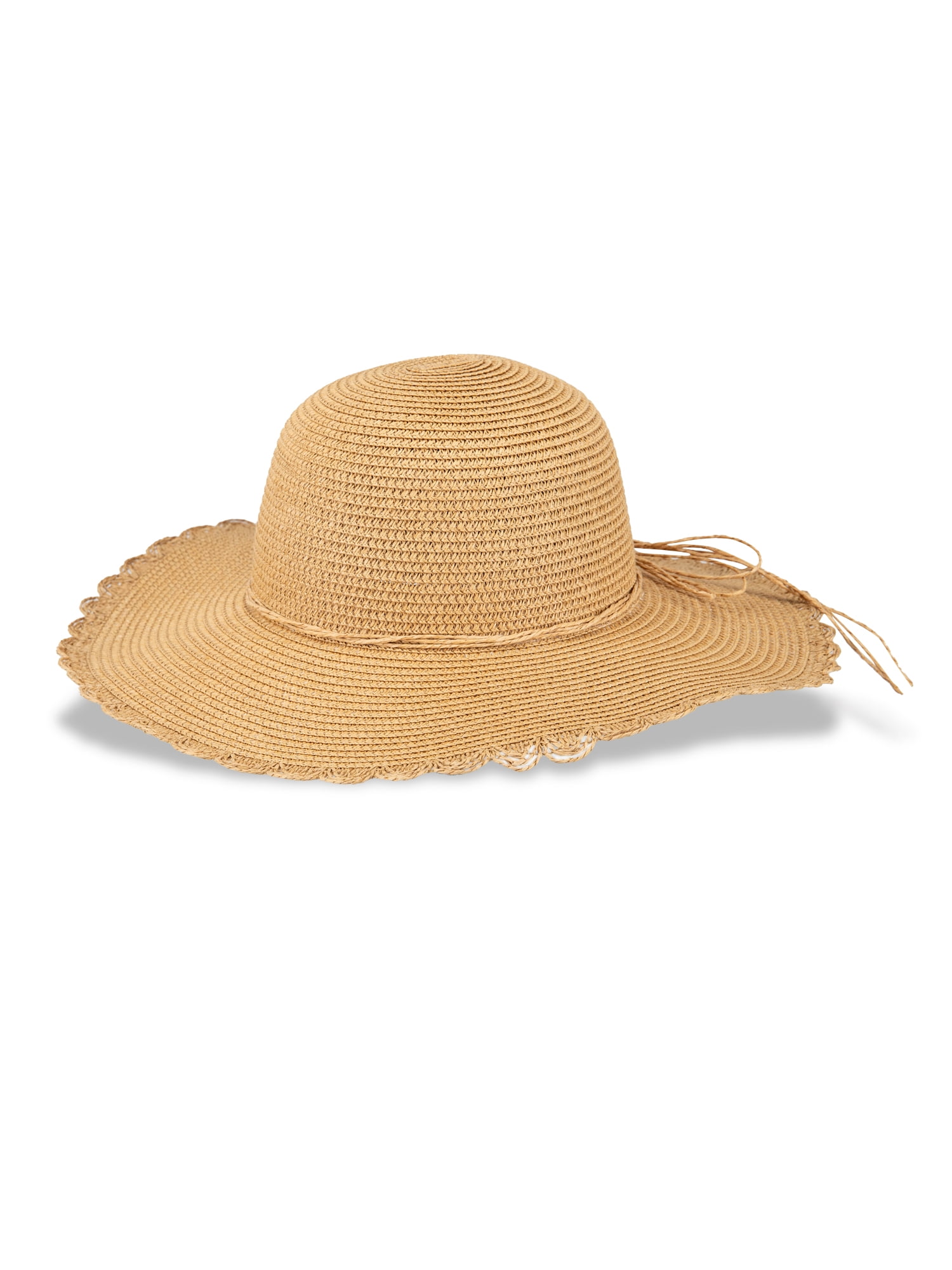 Jessica Simpson Women's Scalloped Edge Wide Brim Straw Hat - UPF 50 UV ...