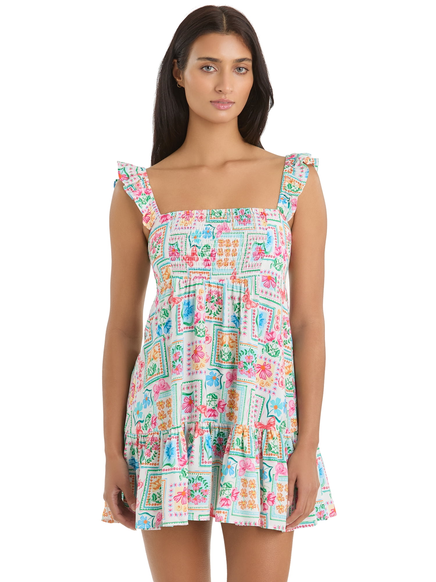 Jessica Simpson Women's Smocked Coverup Dress, Sizes XS-2XL - Walmart.com