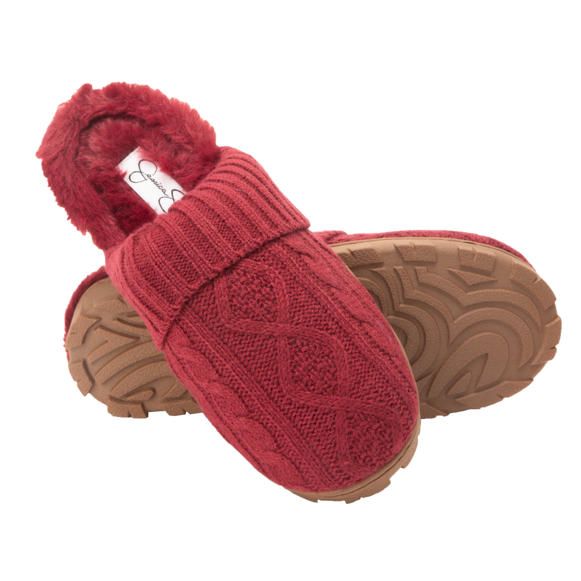 Jessica Simpson Women's Soft Cable Knit Slippers With Indoor/Outdoor ...