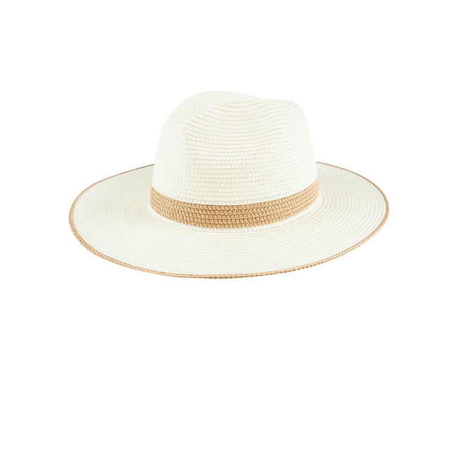 Jessica Simpson Women's Contrast Band Fedora Beach Hat with Wide Brim ...