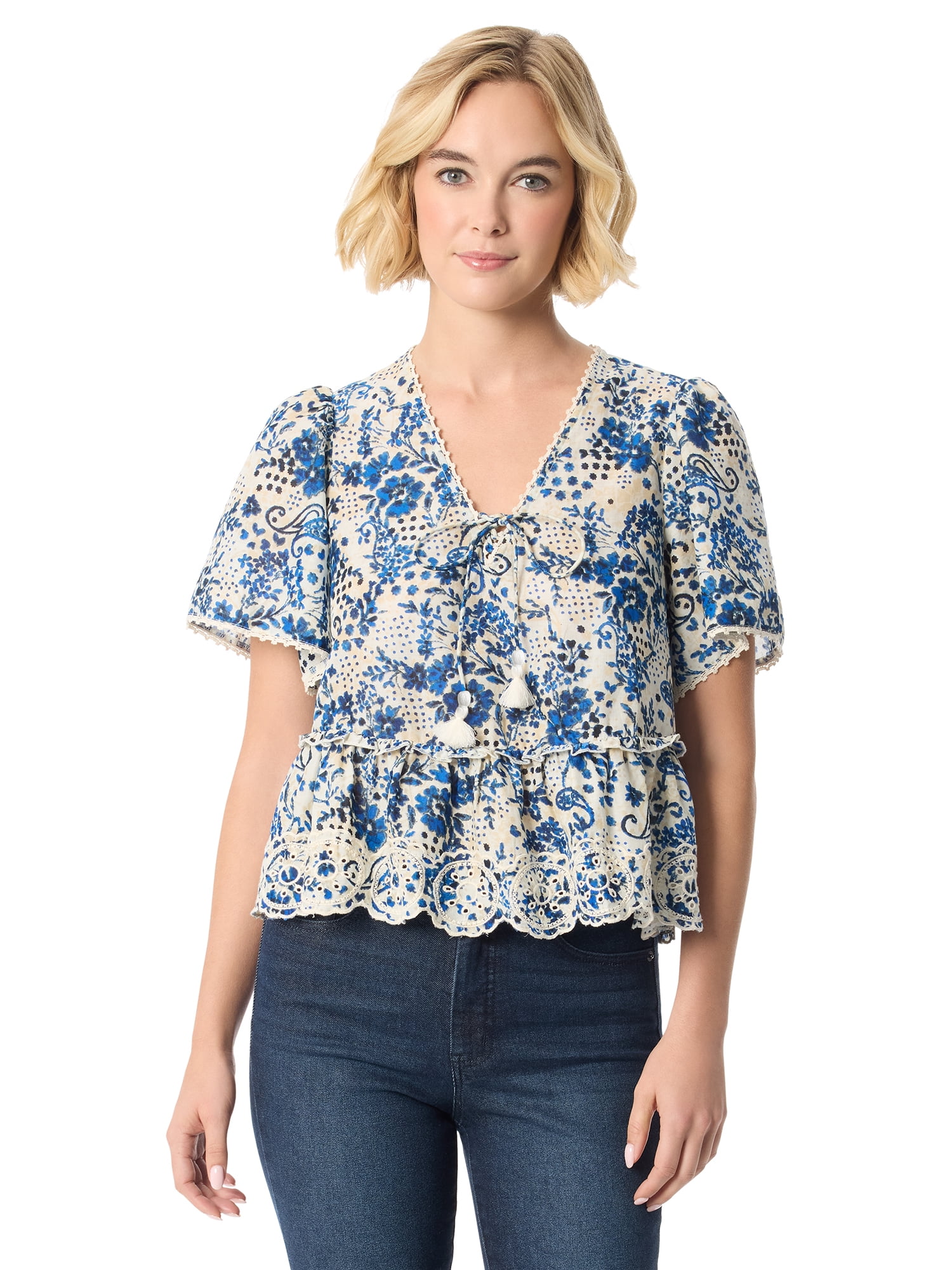 Jessica Simpson Women's Willow Embroidery Blouse, Sizes XS-XL - Walmart.com