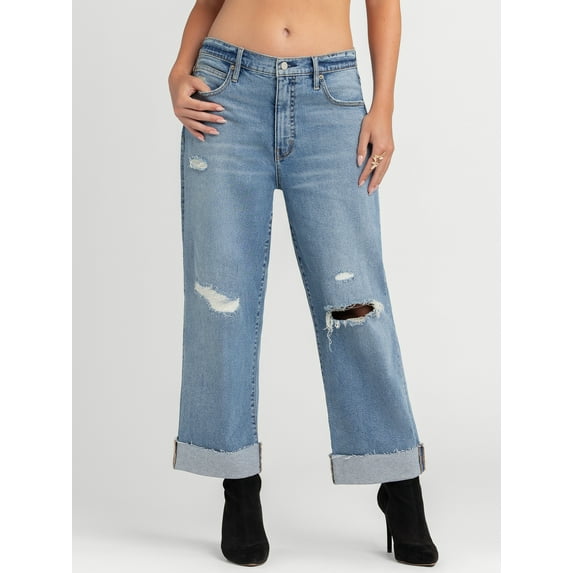 Jessica Simpson Women's Zinnia Boyfriend Jeans, 25" Inseam, Sizes 2-16 ...