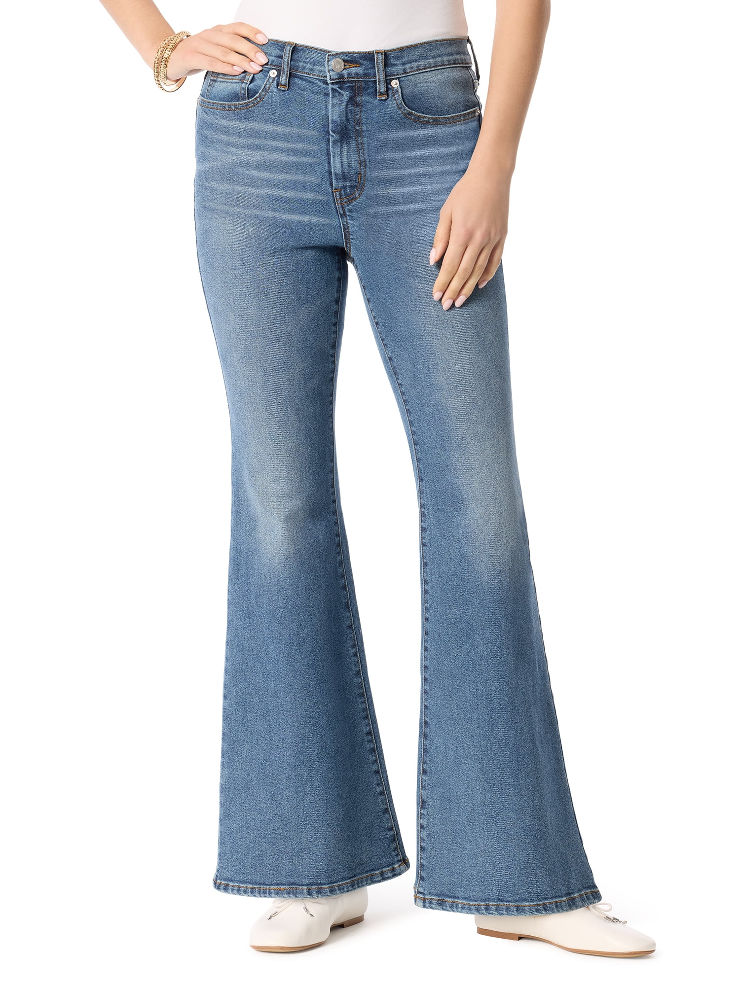 Jessica Simpson Women's and Women's Plus Daisy Fitted Flare Jeans ...