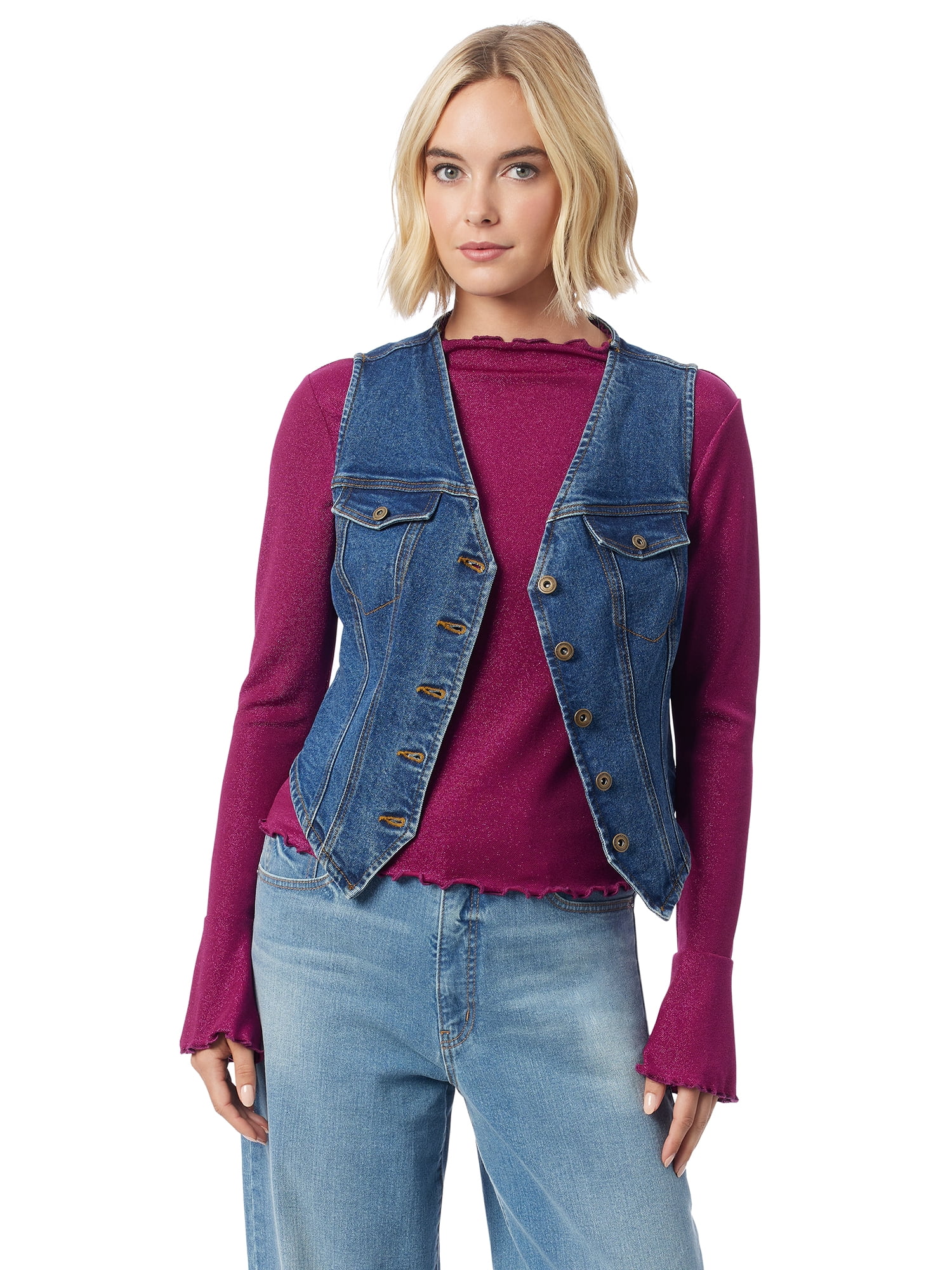 Jessica Simpson Women's and Women's Plus Denim Vest, Sizes XS-4X ...