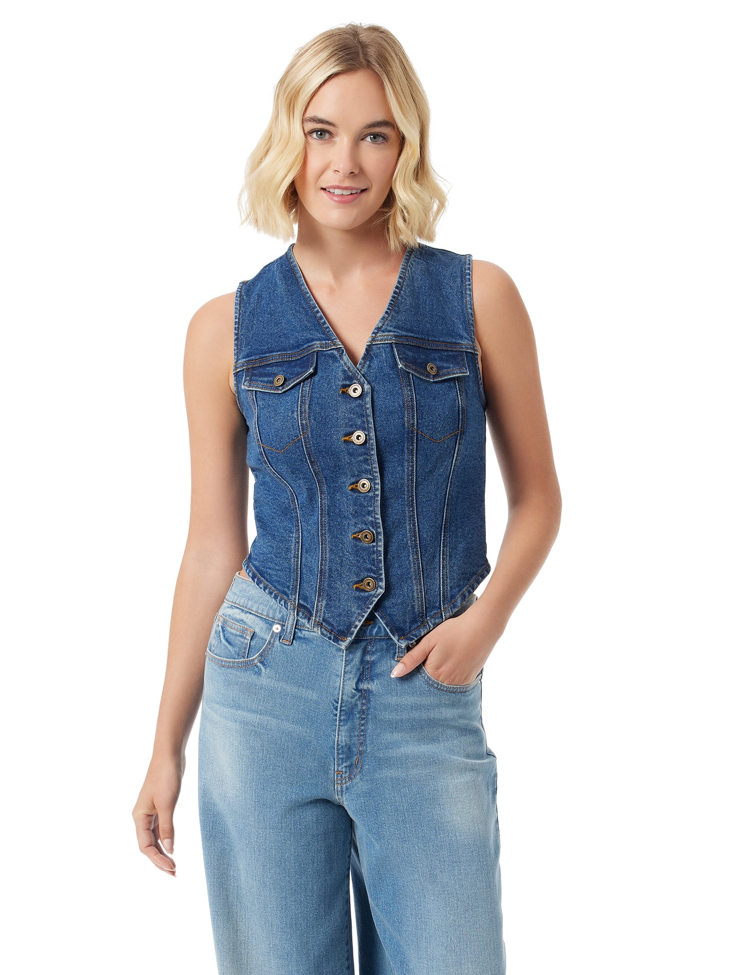 Jessica Simpson Women's and Women's Plus Denim Vest, Sizes XS-5X ...
