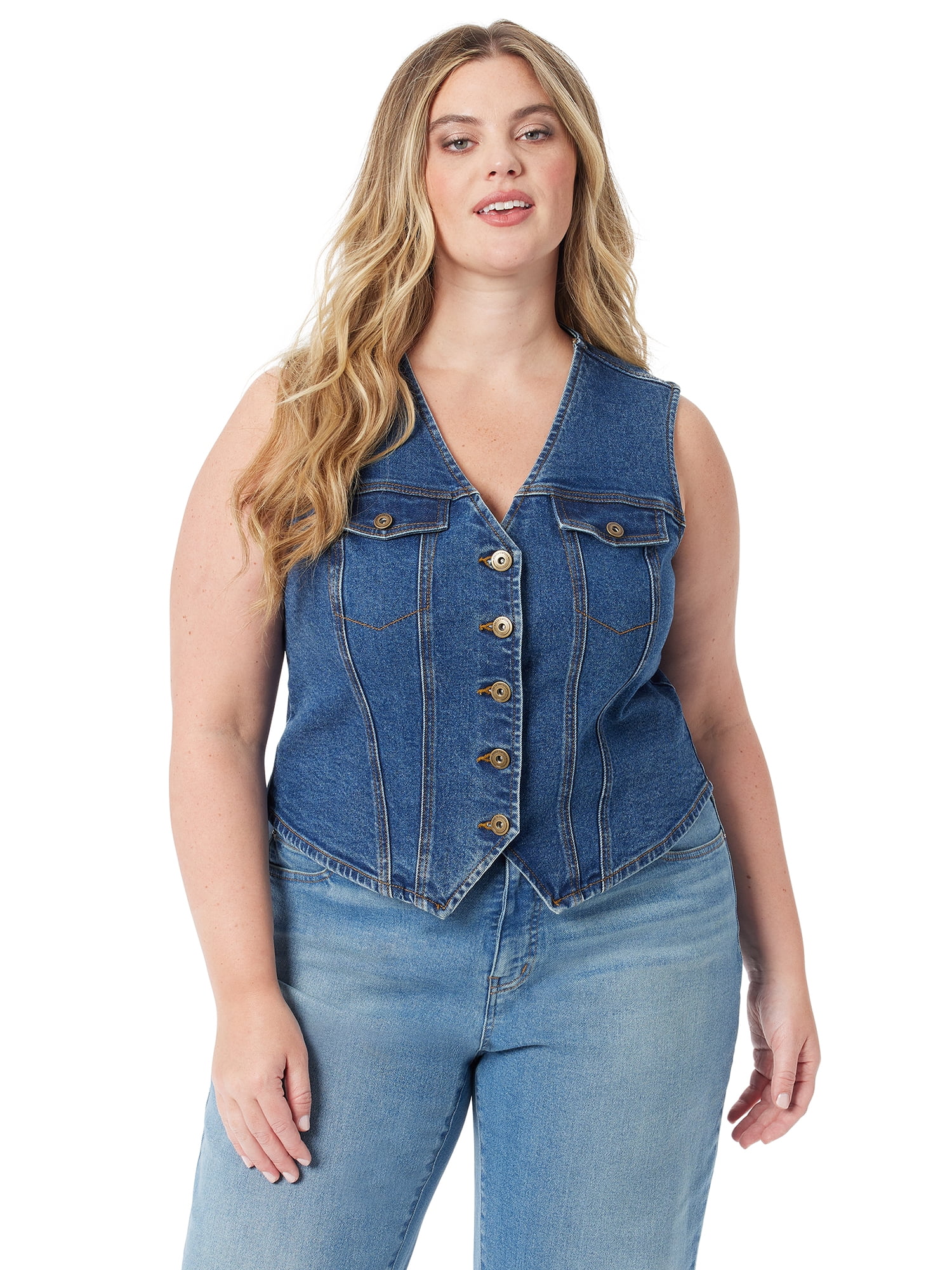 Jessica Simpson Denim Vest - Sleeveless, Sizes XS-5X - Walmart.com