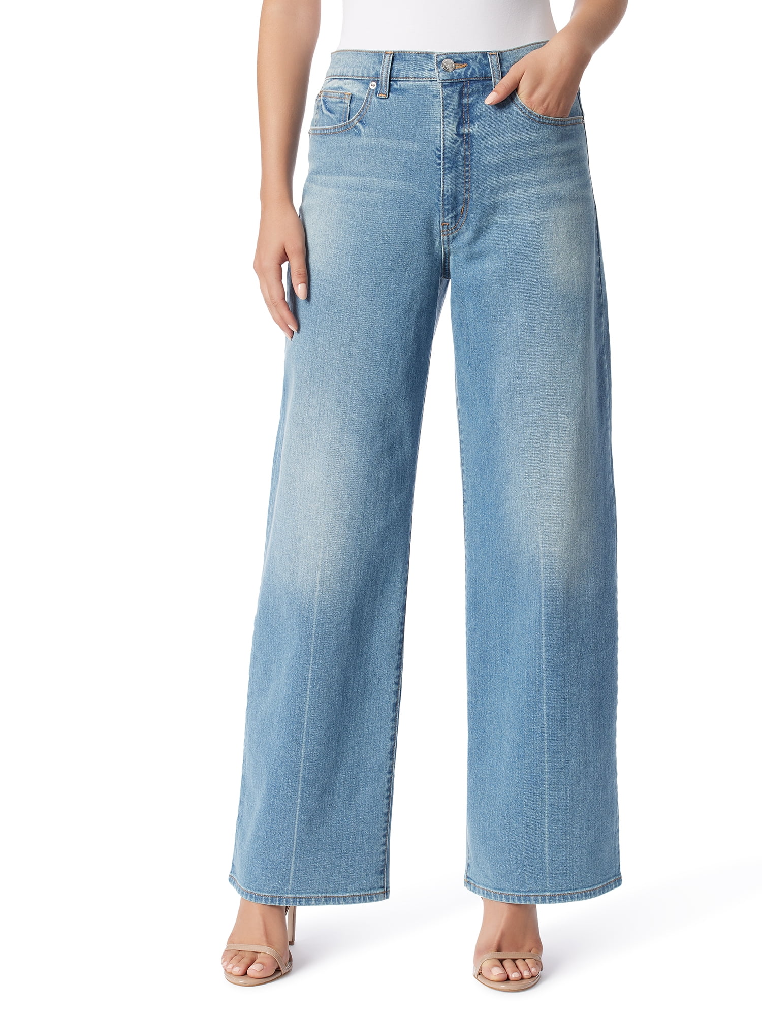 Jessica Simpson Women's and Women's Plus High Rise Wide Leg Jeans ...